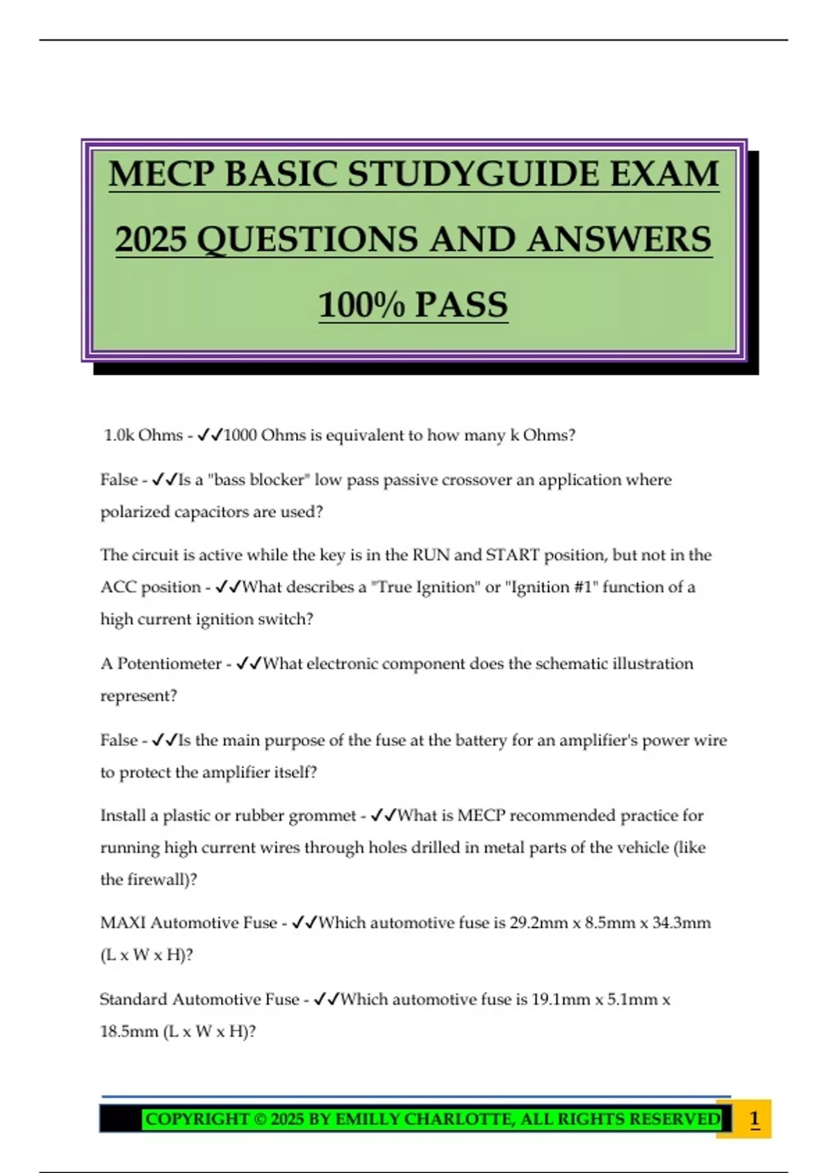 MECP BASIC STUDYGUIDE EXAM 2025 QUESTIONS AND ANSWERS 100% PASS - MECP ...