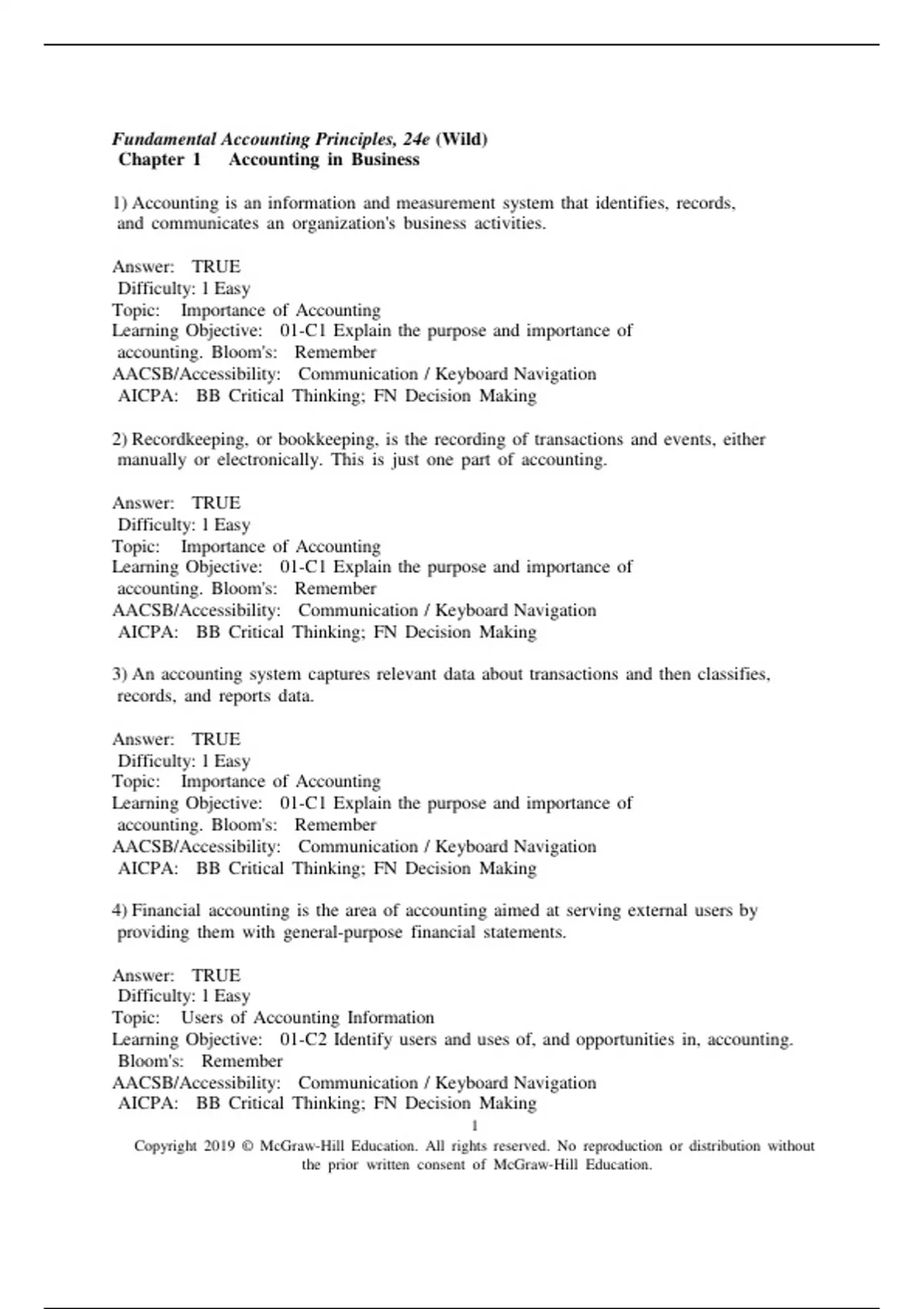 Test Bank - Fundamental Accounting Principles, 24th Edition by John ...