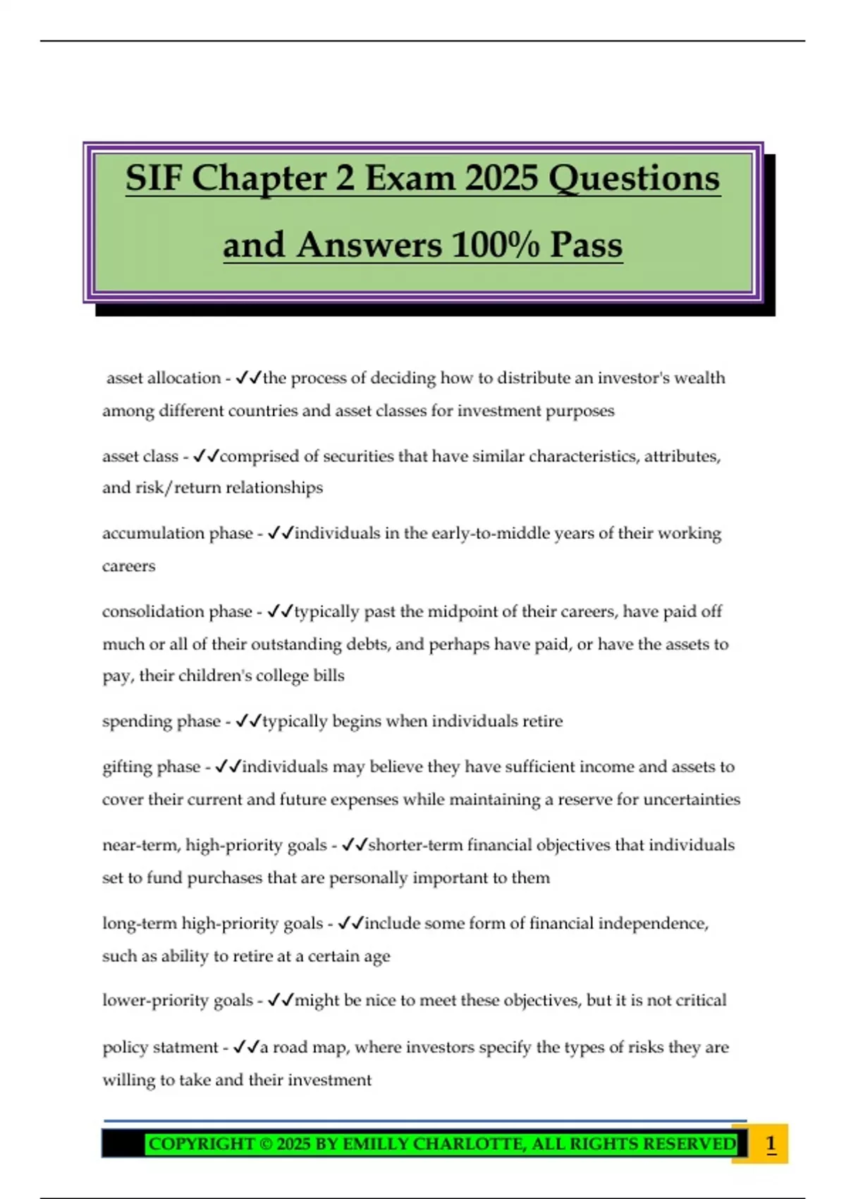 SIF Chapter 2 Exam 2025 Questions and Answers 100% Pass - SIF - Stuvia US