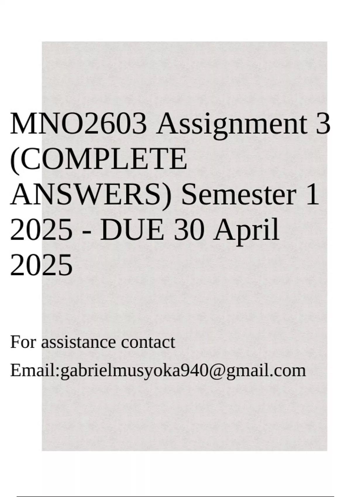 MNO2603 Assignment 3 (COMPLETE GUIDELINE) Semester 1 2025 - DUE 30 ...