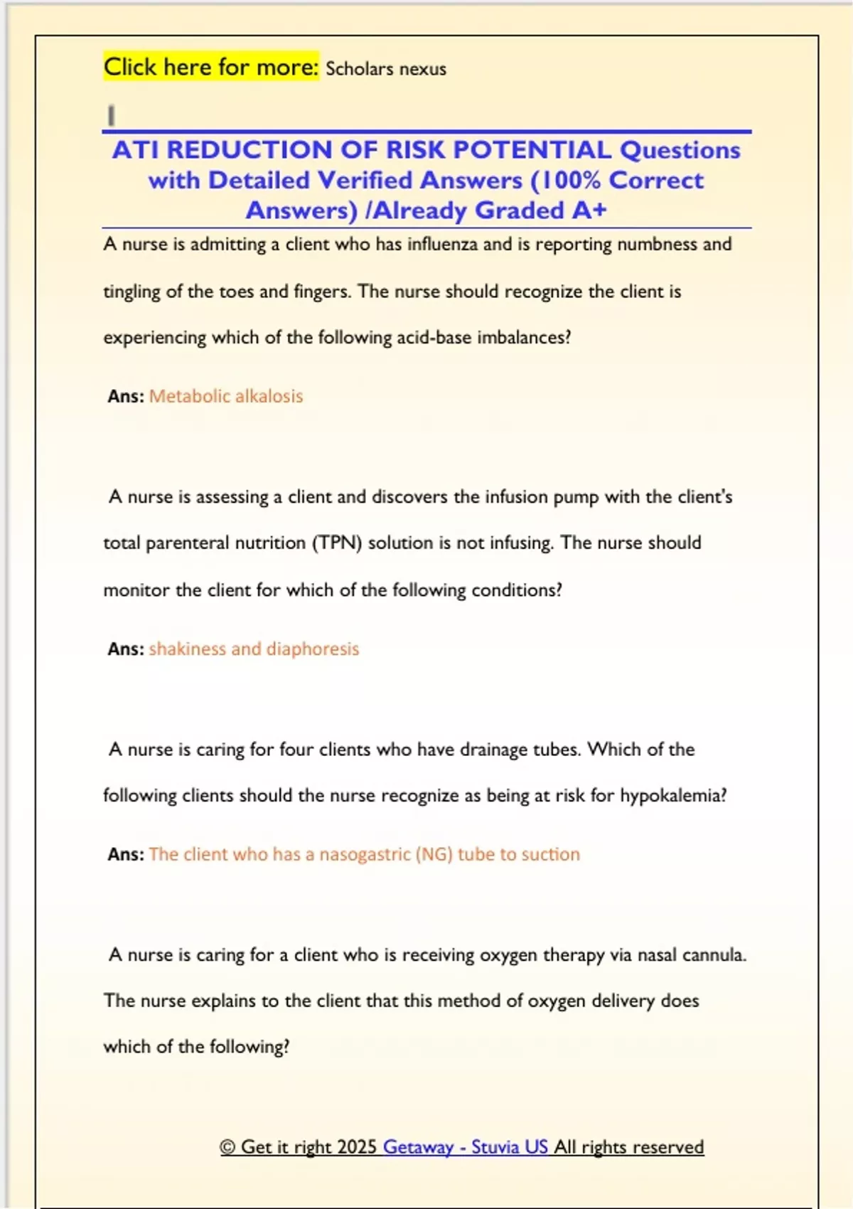 ATI REDUCTION OF RISK POTENTIAL Questions with Detailed Verified ...