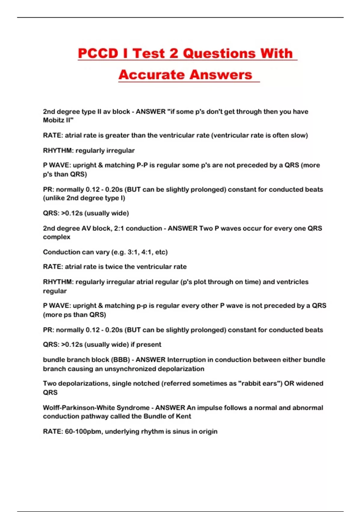 PCCD I Test 2 Questions With Accurate Answers - PCCD - Stuvia US