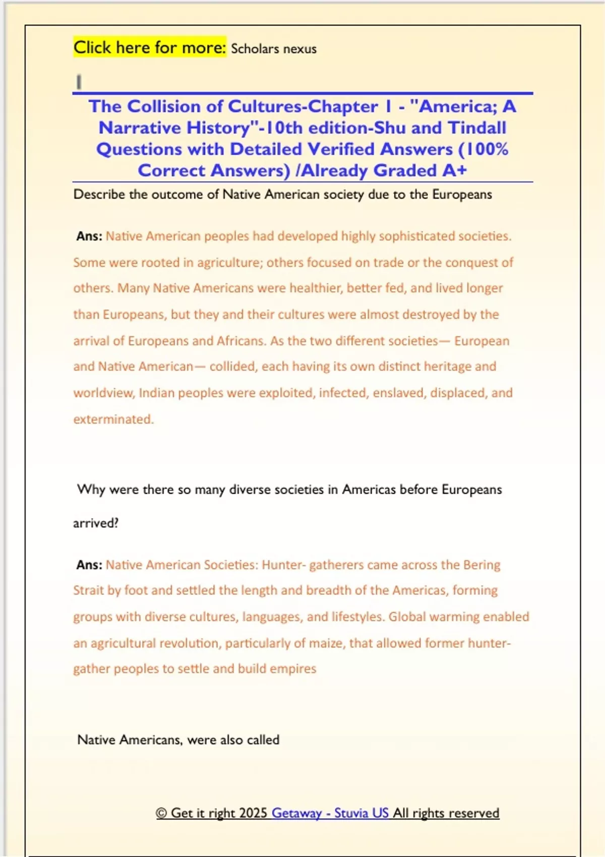 The Collision of Cultures-Chapter 1 - "America; A Narrative History ...