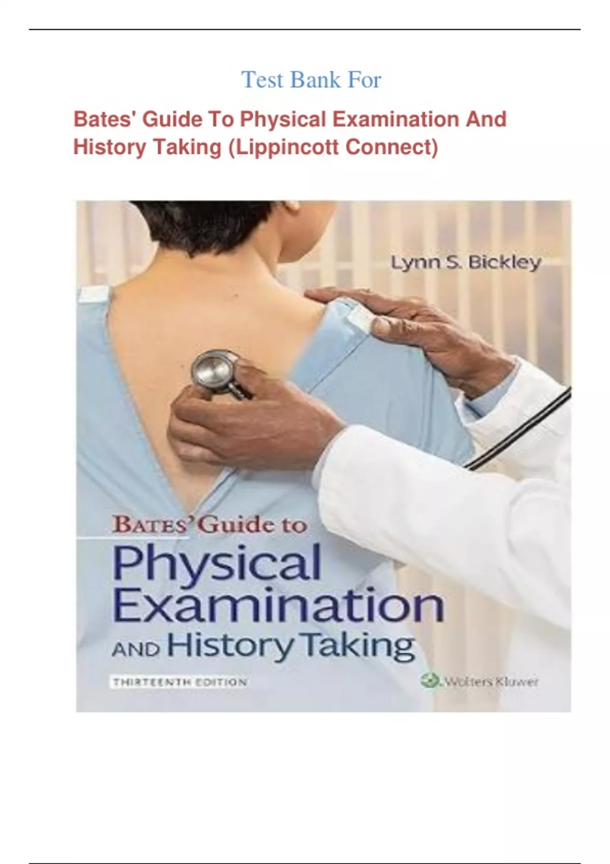 Test Bank - Bates' Guide To Physical Examination and History Taking ...