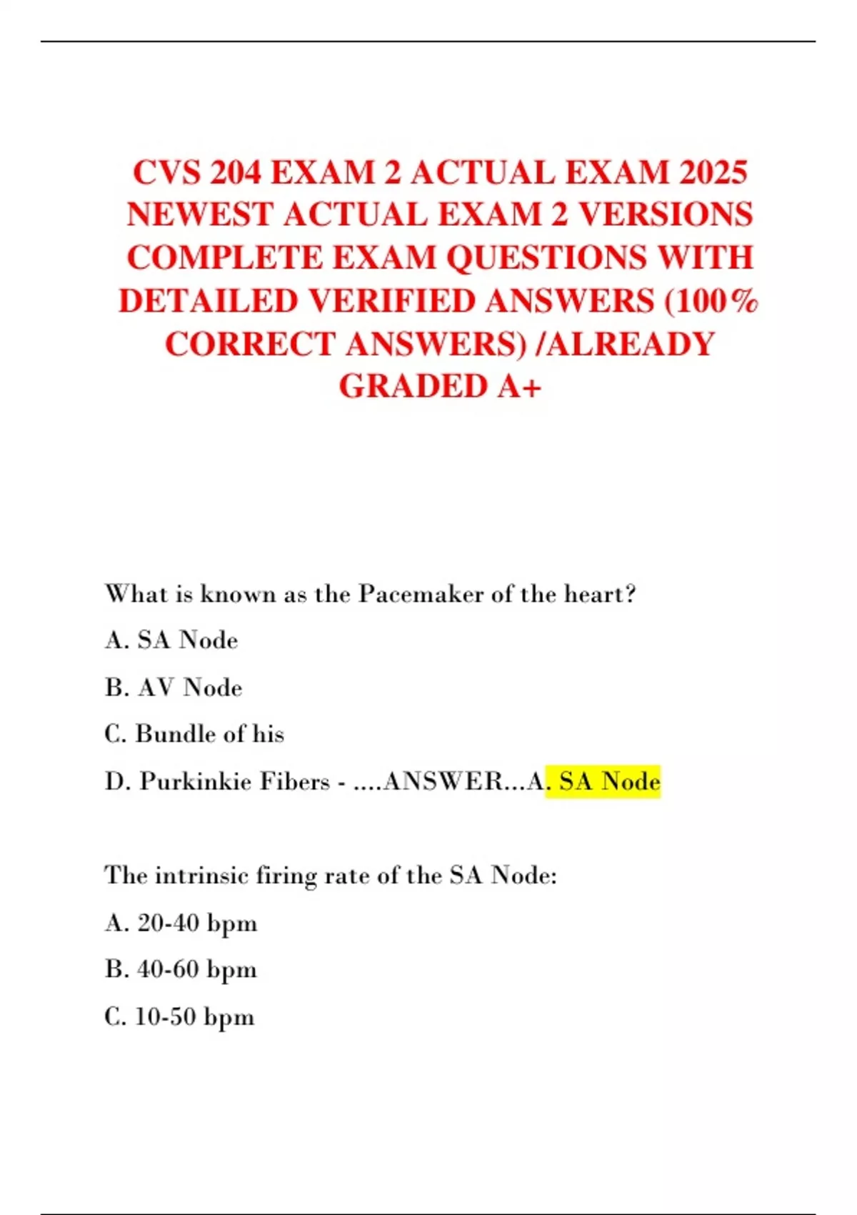 CVS 204 EXAM TEST BANK PACKAGE/ A+ GRADE ASSURED 2025 BEST REVISION ...