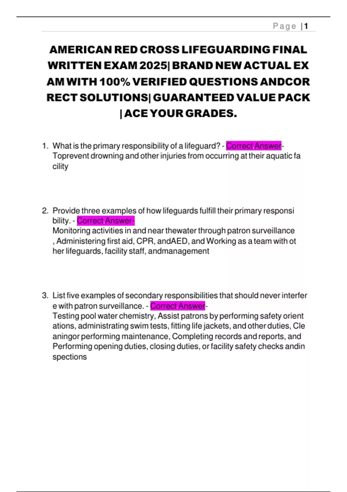 American red cross lifeguarding final written exam - American red cross ...