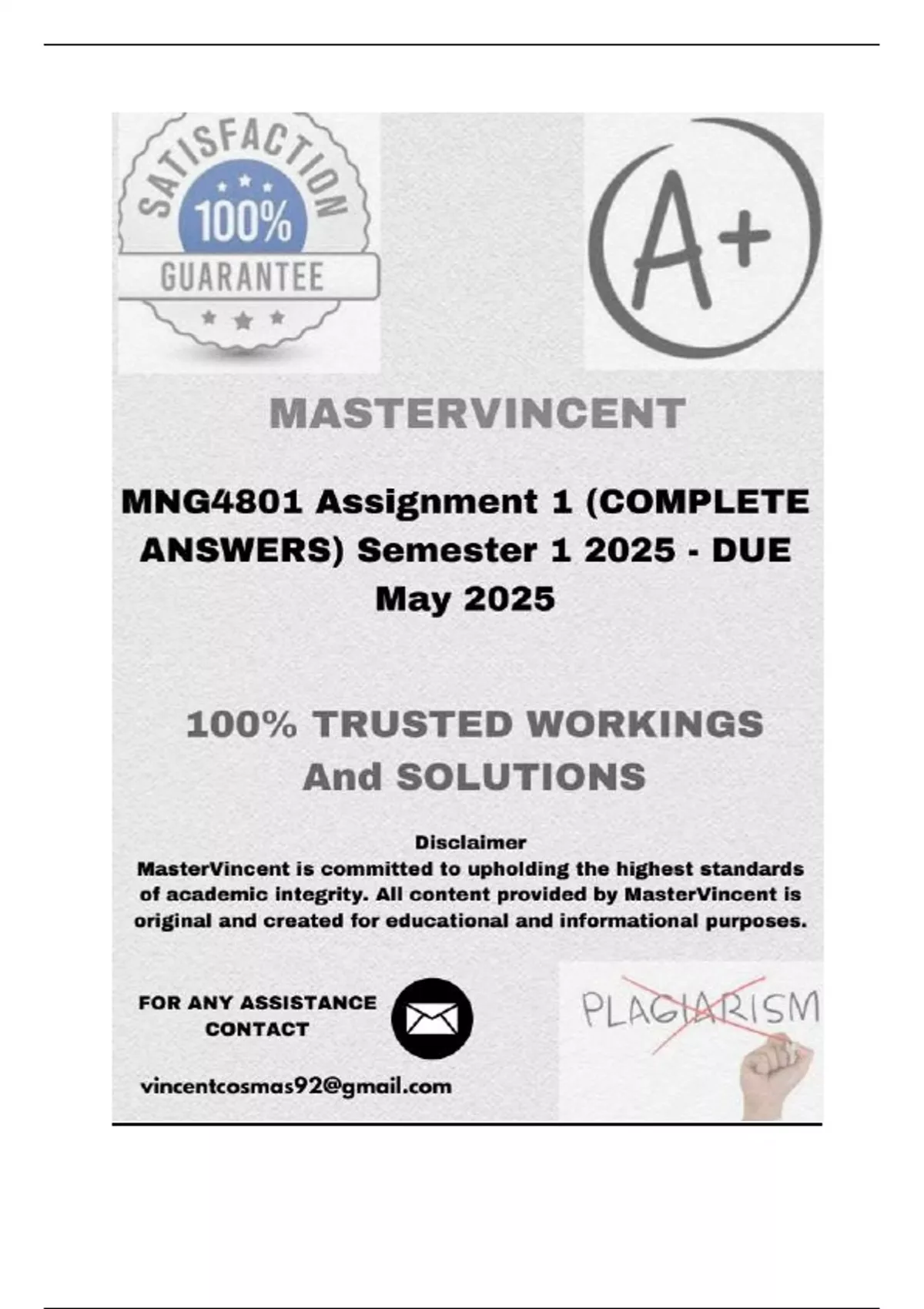 MNG4801 Assignment 1 (COMPLETE ANSWERS) Semester 1 2025 - DUE May 2025 ...