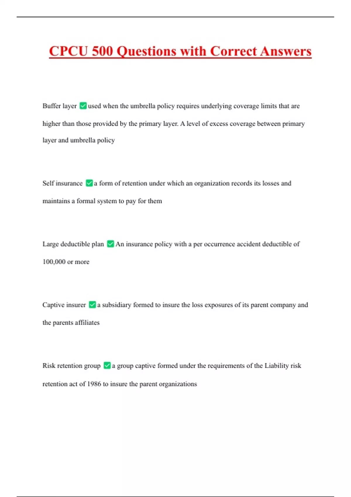 CPCU 500 Questions with Correct Answers - CPCU 500 ... - Stuvia US