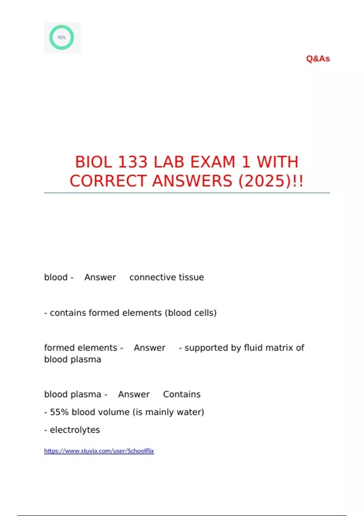 BIOL 133 LAB EXAM 1 WITH CORRECT ANSWERS (2025)!! - Biol 133 - Stuvia US