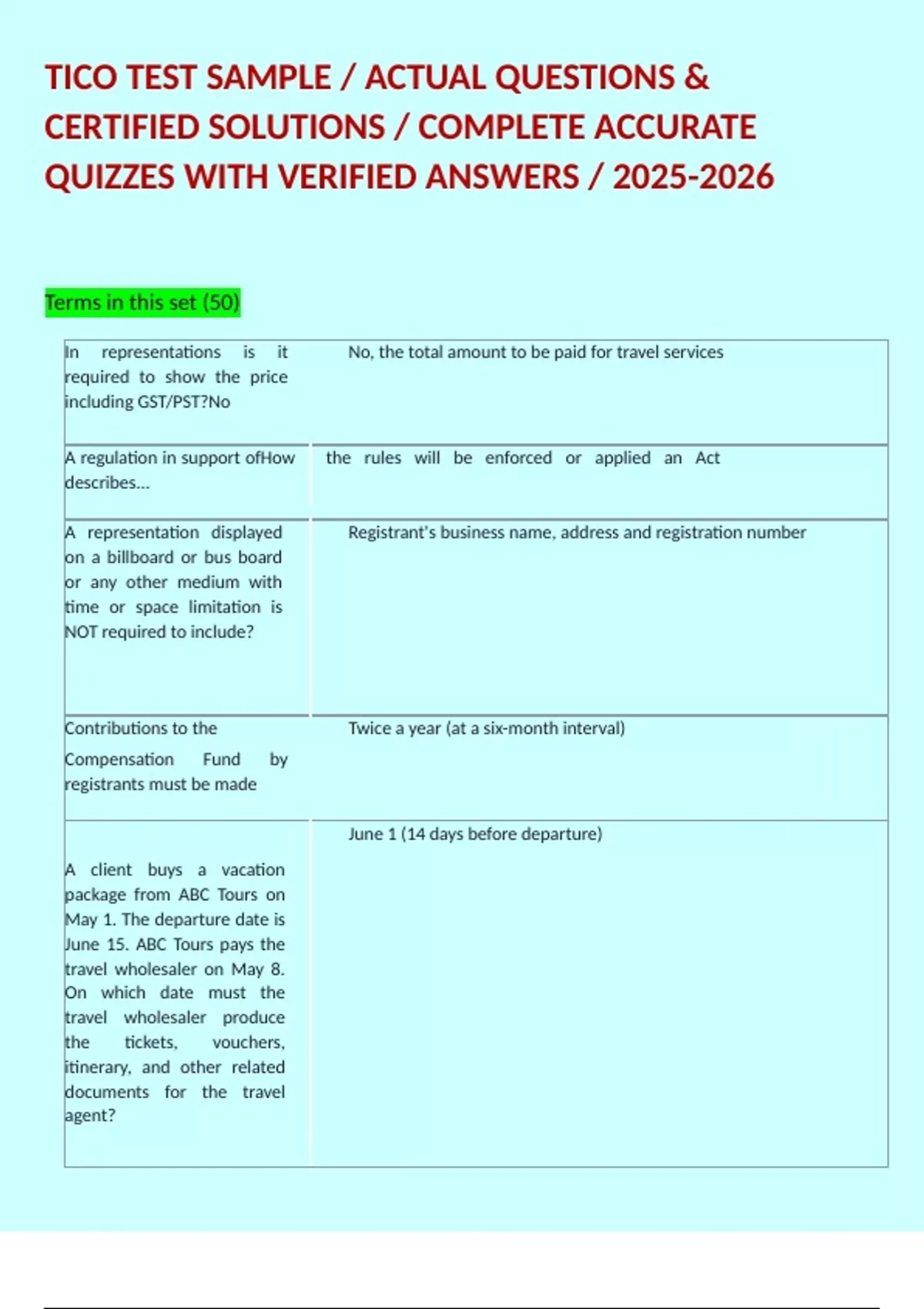TICO TEST SAMPLE / ACTUAL QUESTIONS & CERTIFIED SOLUTIONS / COMPLETE ...
