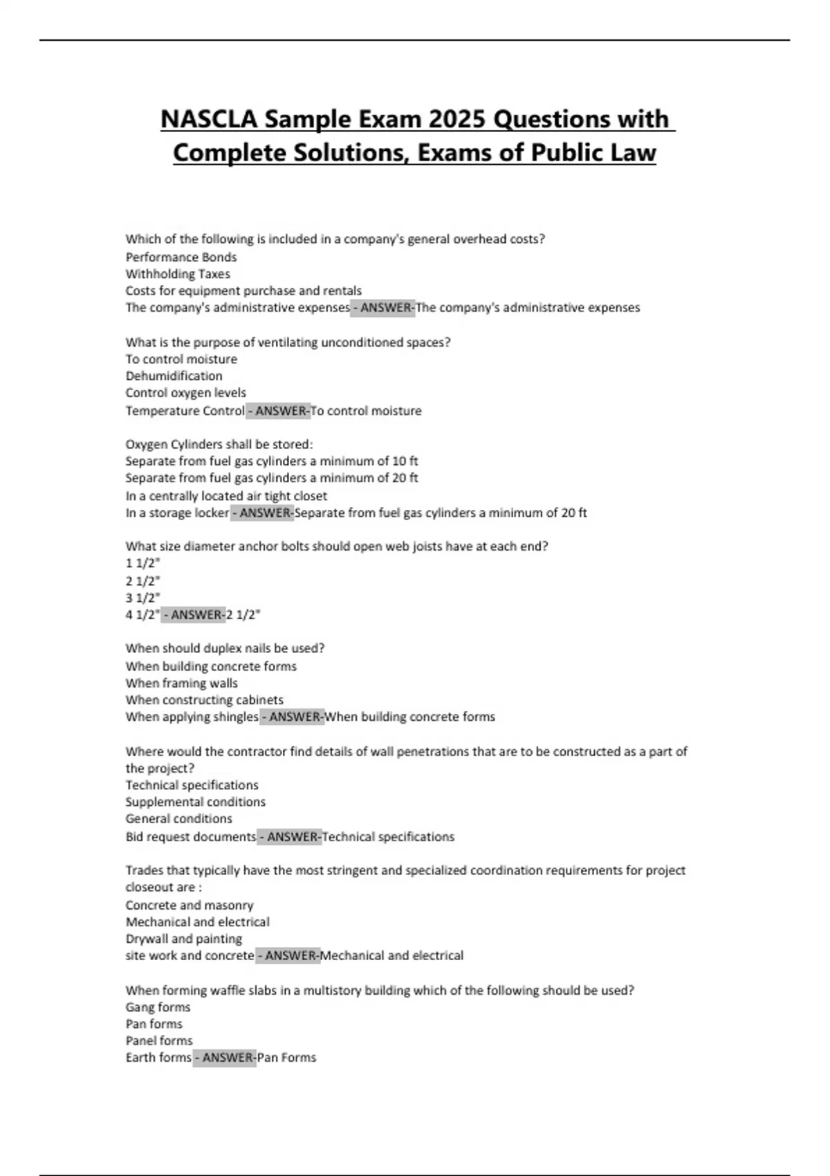 NASCLA Sample Exam 2025 Questions with Complete Solutions - Nascla ...