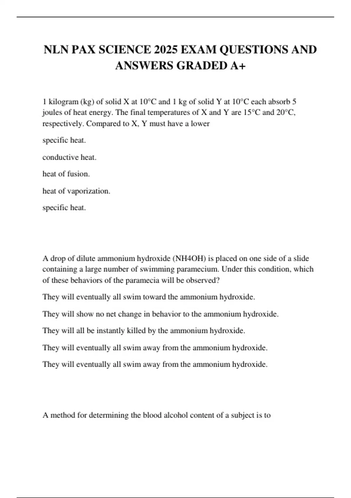 BUNDLE OF NLN PAX/ NEX EXAM QUESTION | 2025 COMPLETE NLN ACTUAL EXAM ...