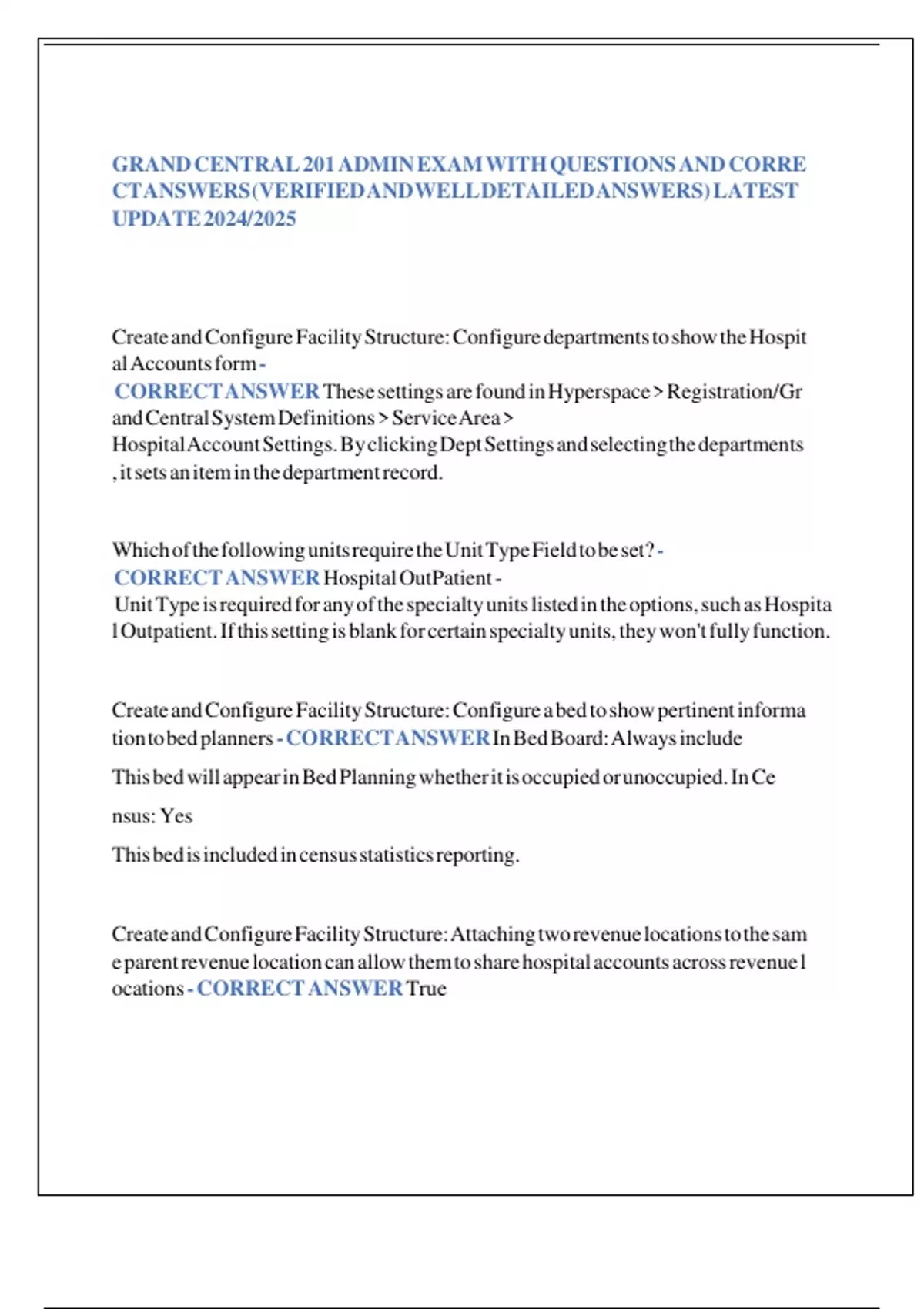GRAND CENTRAL 201 ADMIN EXAM 3 ACTUAL EXAM WITH COMPLETE REAL QUESTIONS ...