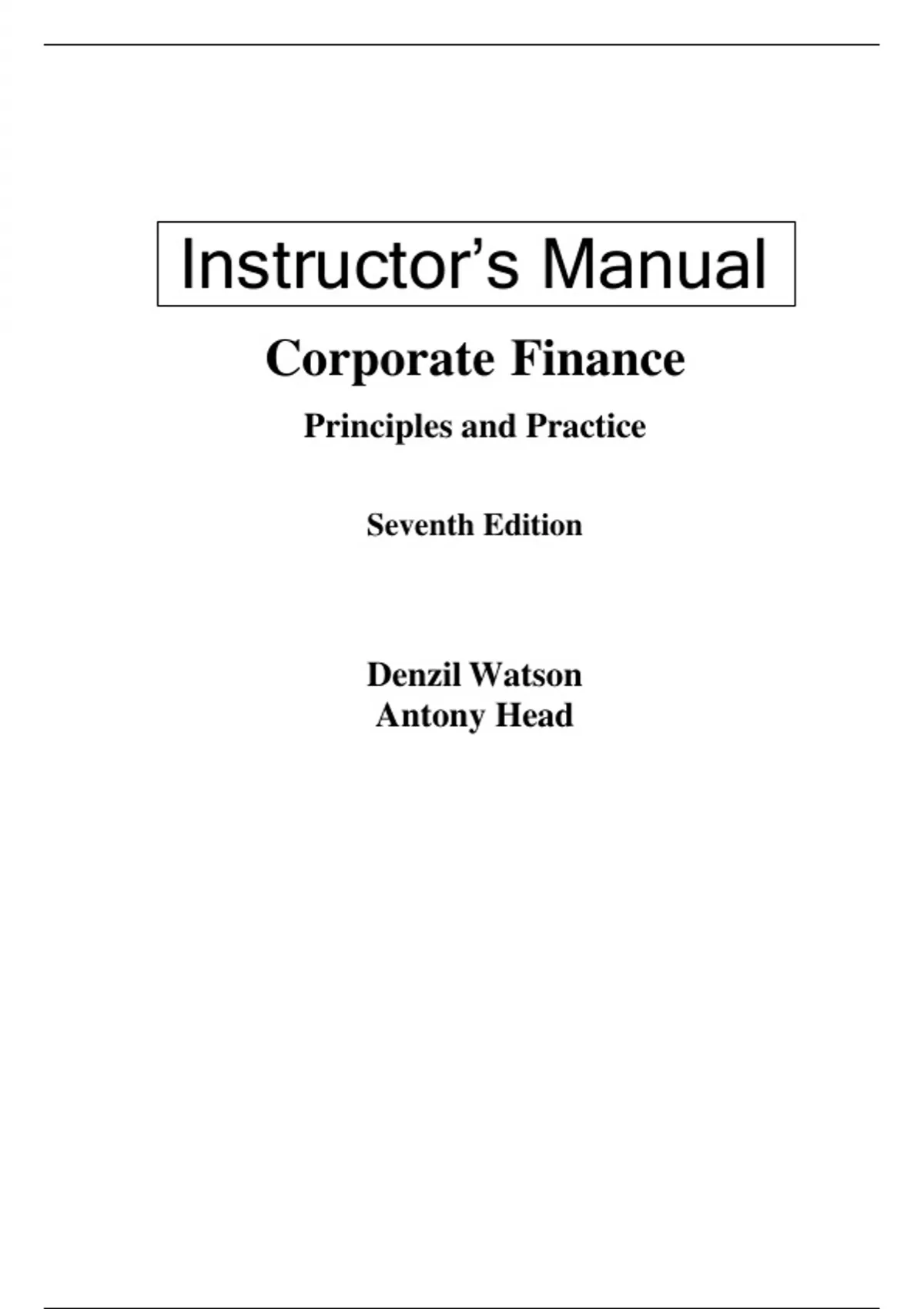 Solution Manual For Corporate Finance Principles and Practice 7th ...