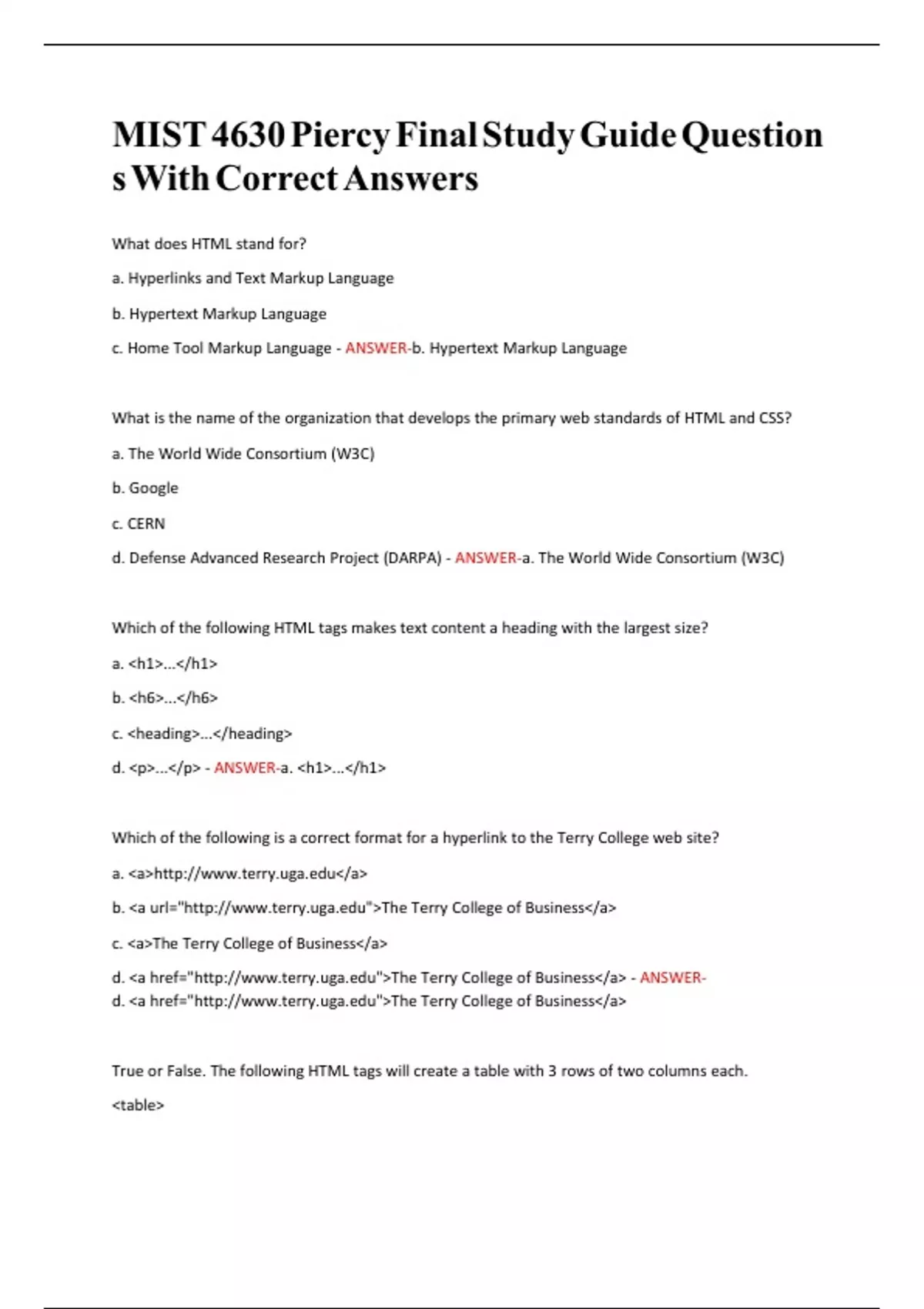 MIST 4630 FINAL EXAM 3 2024 ACTUAL EXAM REAL QUESTIONS WITH WELL ...