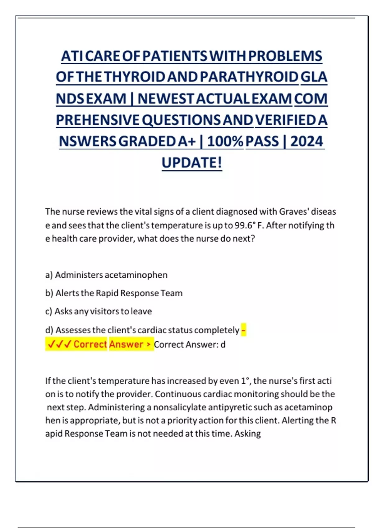 NEW ATI CARE OF PATIENTS WITH PROBLEMS OF THE THYROID AND PARATHYROID ...