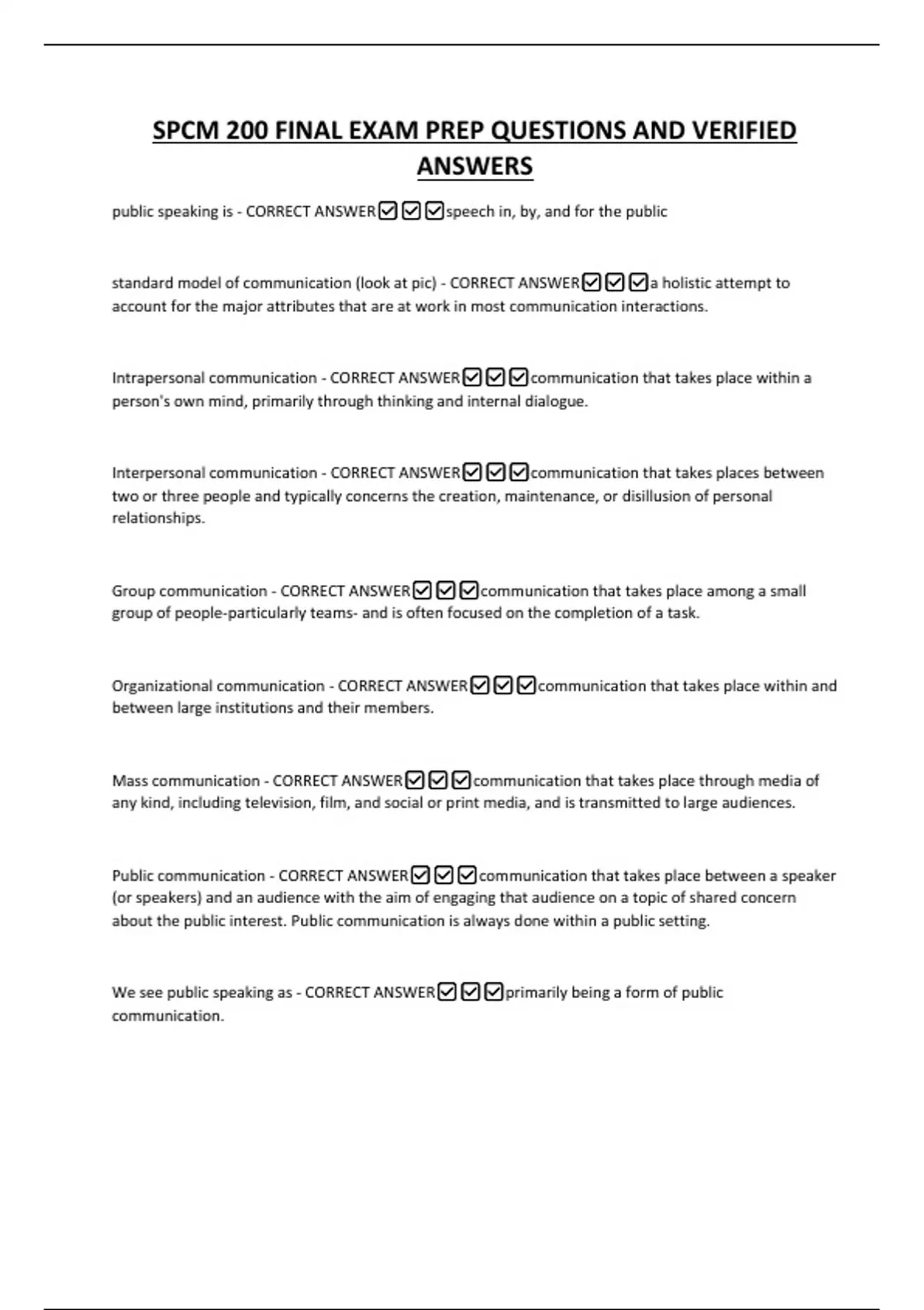 SPCM 200 FINAL EXAM PREP QUESTIONS AND VERIFIED ANSWERS - SPCM 200 - Stuvia US