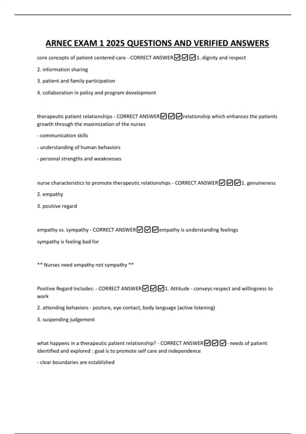 ARNEC EXAM 1 2025 QUESTIONS AND VERIFIED ANSWERS - ARNEC - Stuvia US