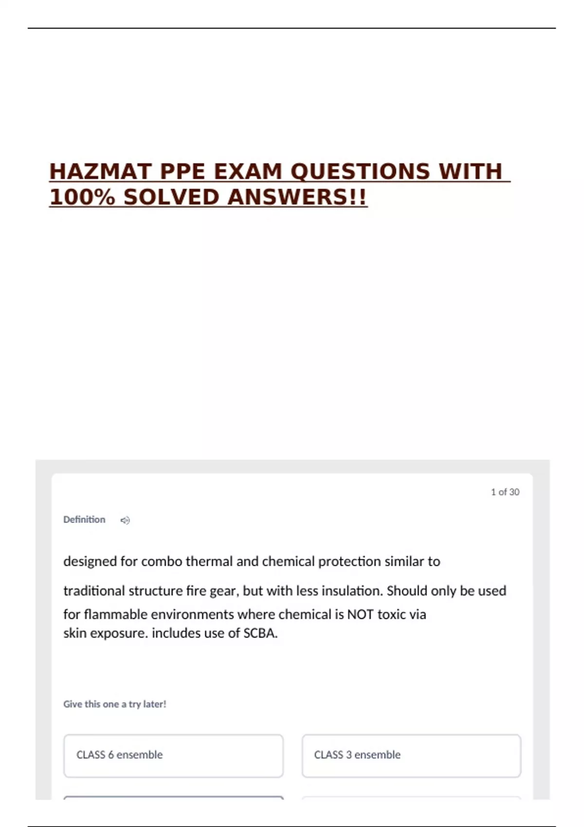 HAZMAT PPE EXAM QUESTIONS WITH 100% SOLVED ANSWERS!! - HAZMAT PPE ...