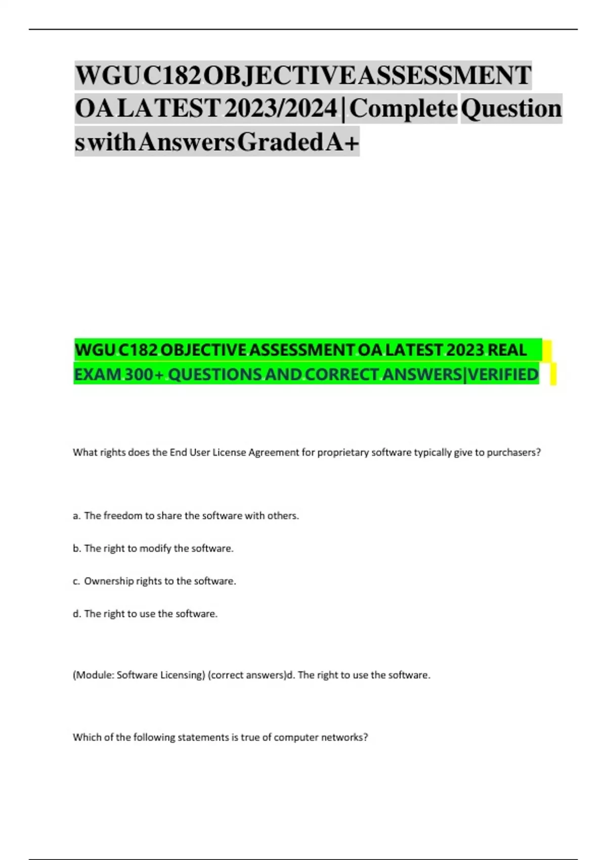 WGU D278 SCRIPTING AND PROGRAMMING PRE ASSESSMENT EXAM LATEST 2025 ...