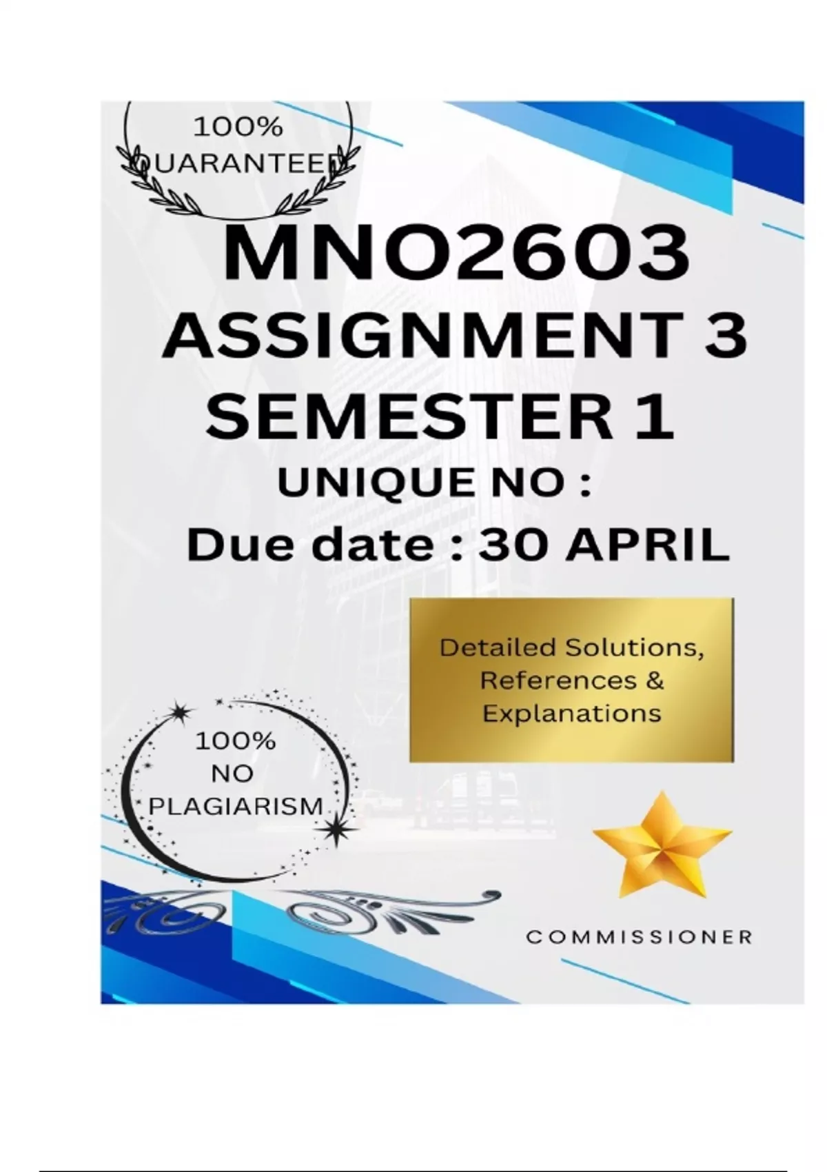 MNO2603 Assignment 3 (COMPLETE ANSWERS) Semester 1 2025 - DUE 30 April ...