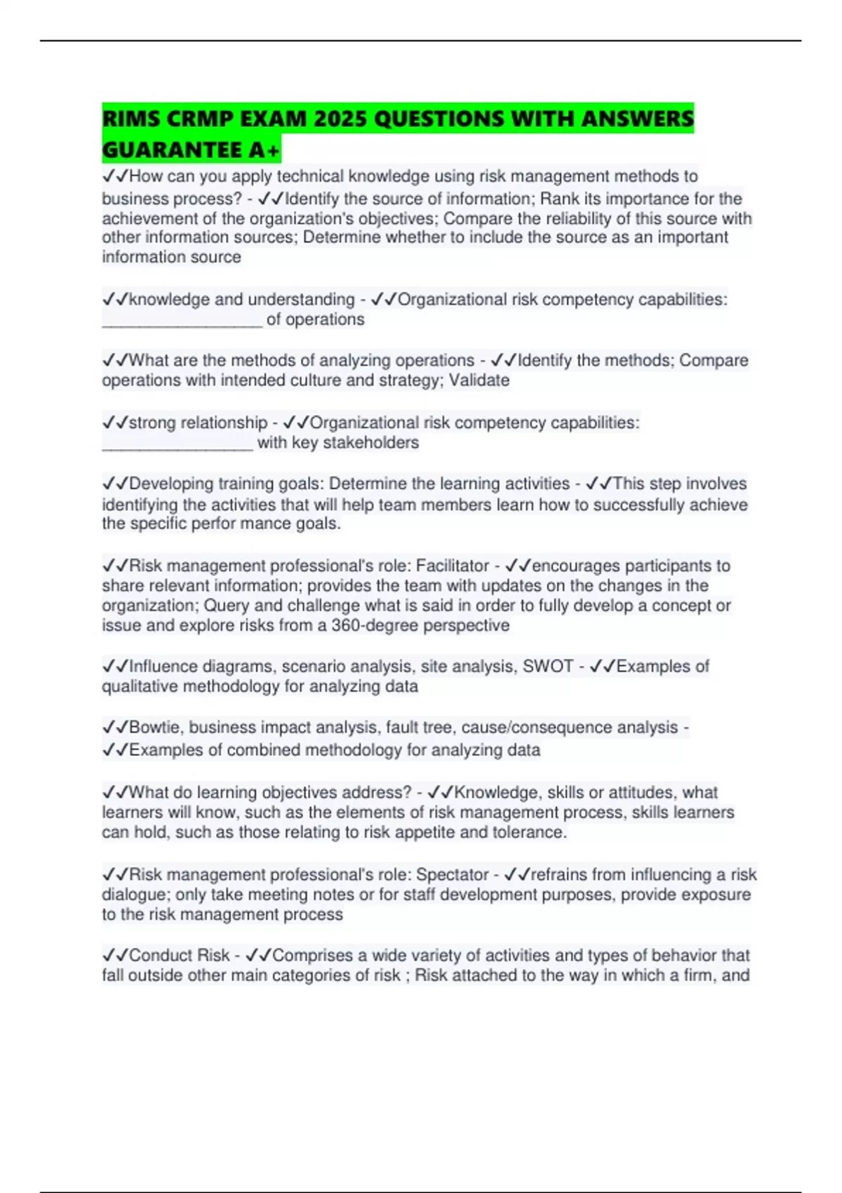 RIMS CRMP EXAM 2025 QUESTIONS WITH ANSWERS GUARANTEE A+ - RIMS CRMP ...