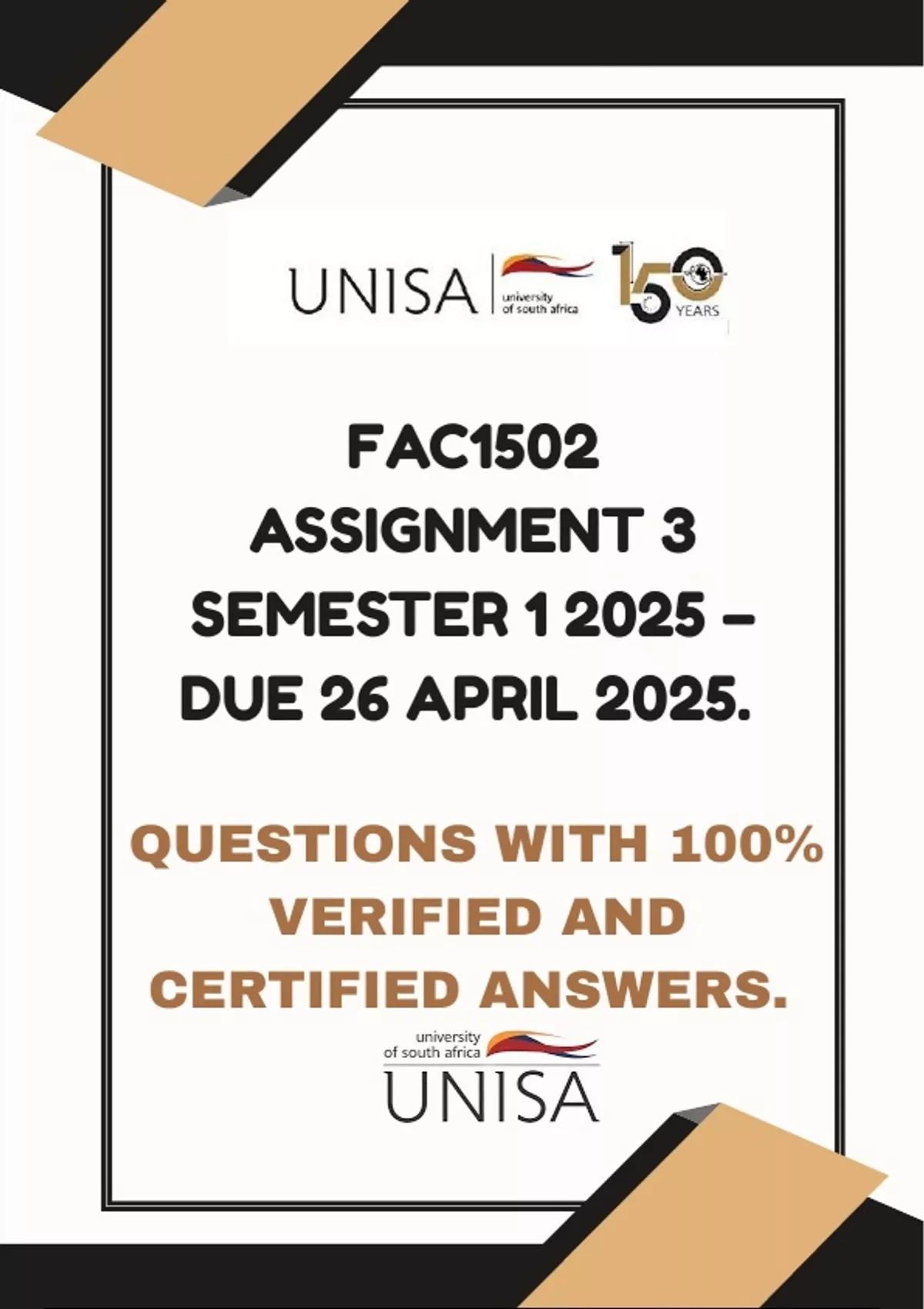 FAC1502 ASSIGNMENT 3 SEMESTER 1 2025 – DUE 26 APRIL 2025. - Financial ...