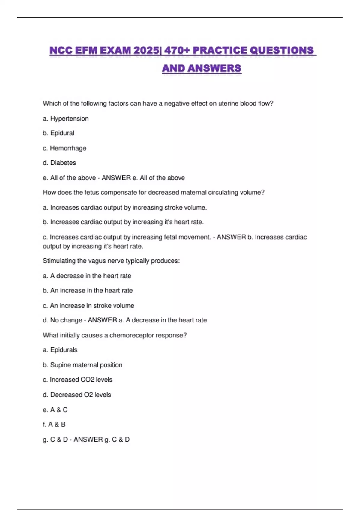 NCC EFM EXAM 2025| 470+ PRACTICE QUESTIONS AND ANSWERS - NCC EFM ...