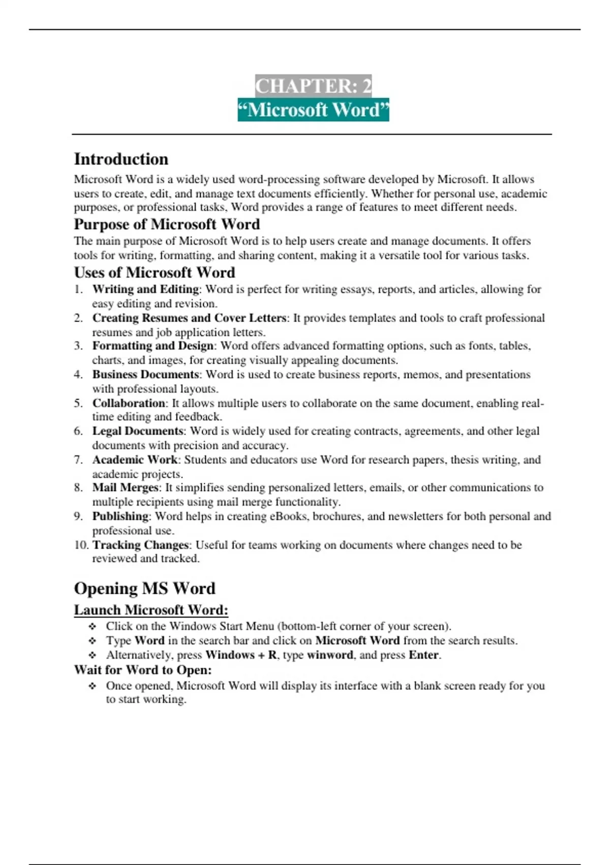 MS Word Detail - CS-105 - Stuvia US