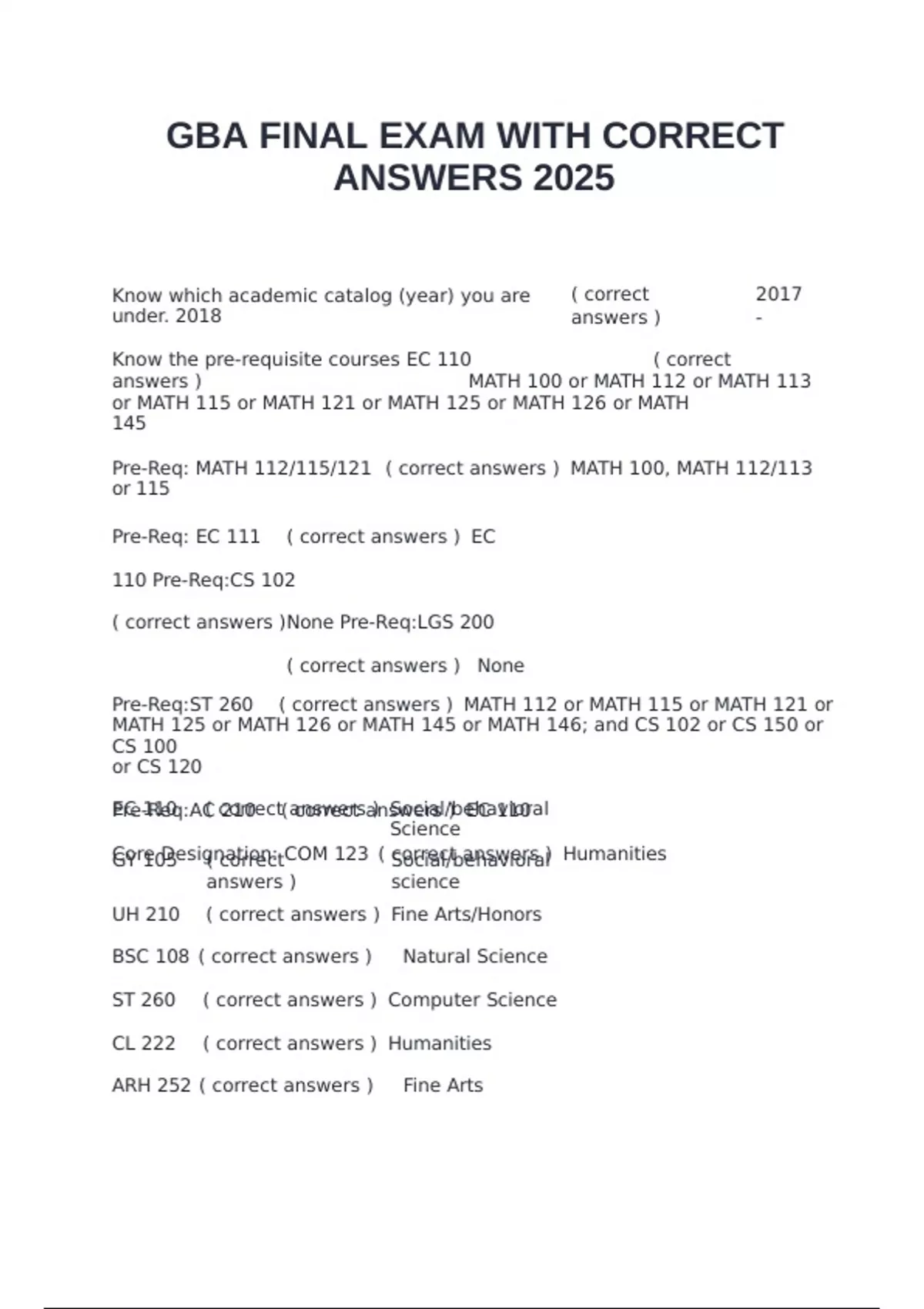 GBA FINAL EXAM WITH CORRECT ANSWERS 2025 - GBA FINAEXA2sx - Stuvia US