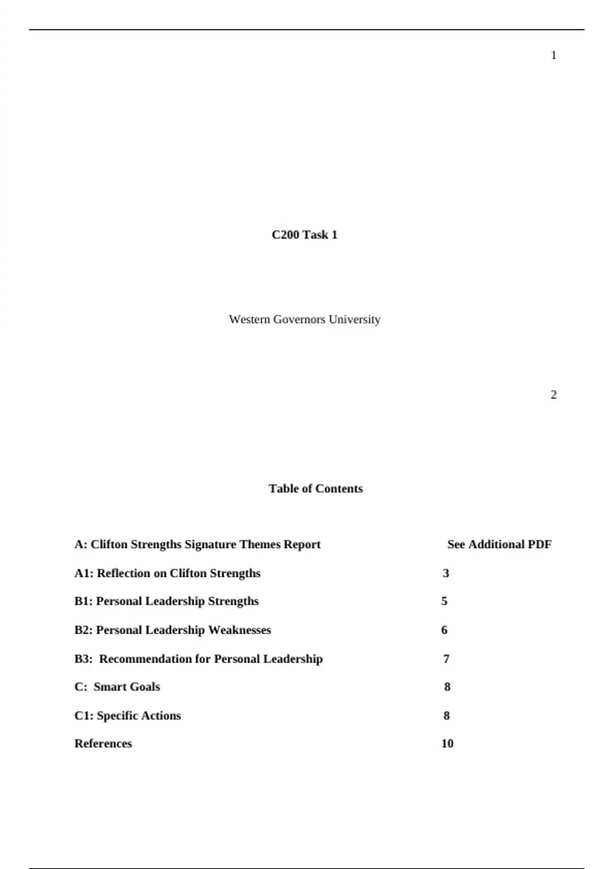 Summary 1 C200 Task 1 Western Governors University 2 Table of Contents ...