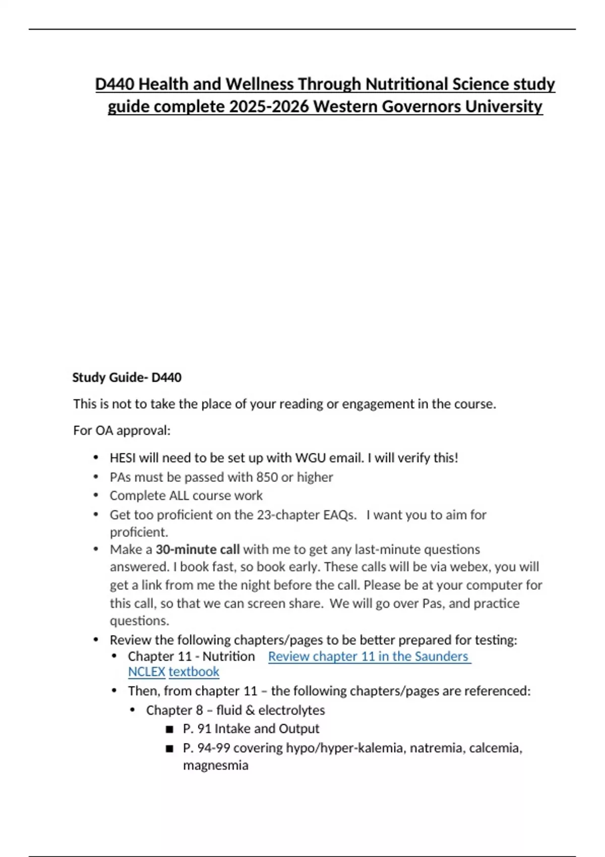 D440 Health and Wellness Through Nutritional Science study guide ...