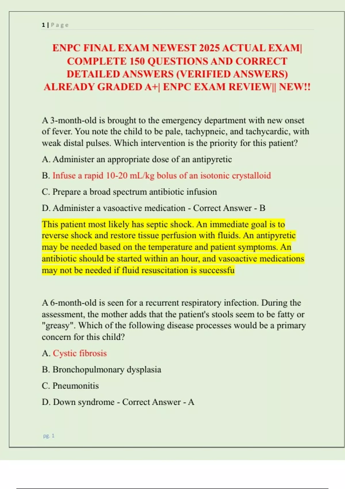 ENPC FINAL EXAM NEWEST 2025 ACTUAL EXAM| COMPLETE 150 QUESTIONS AND ...