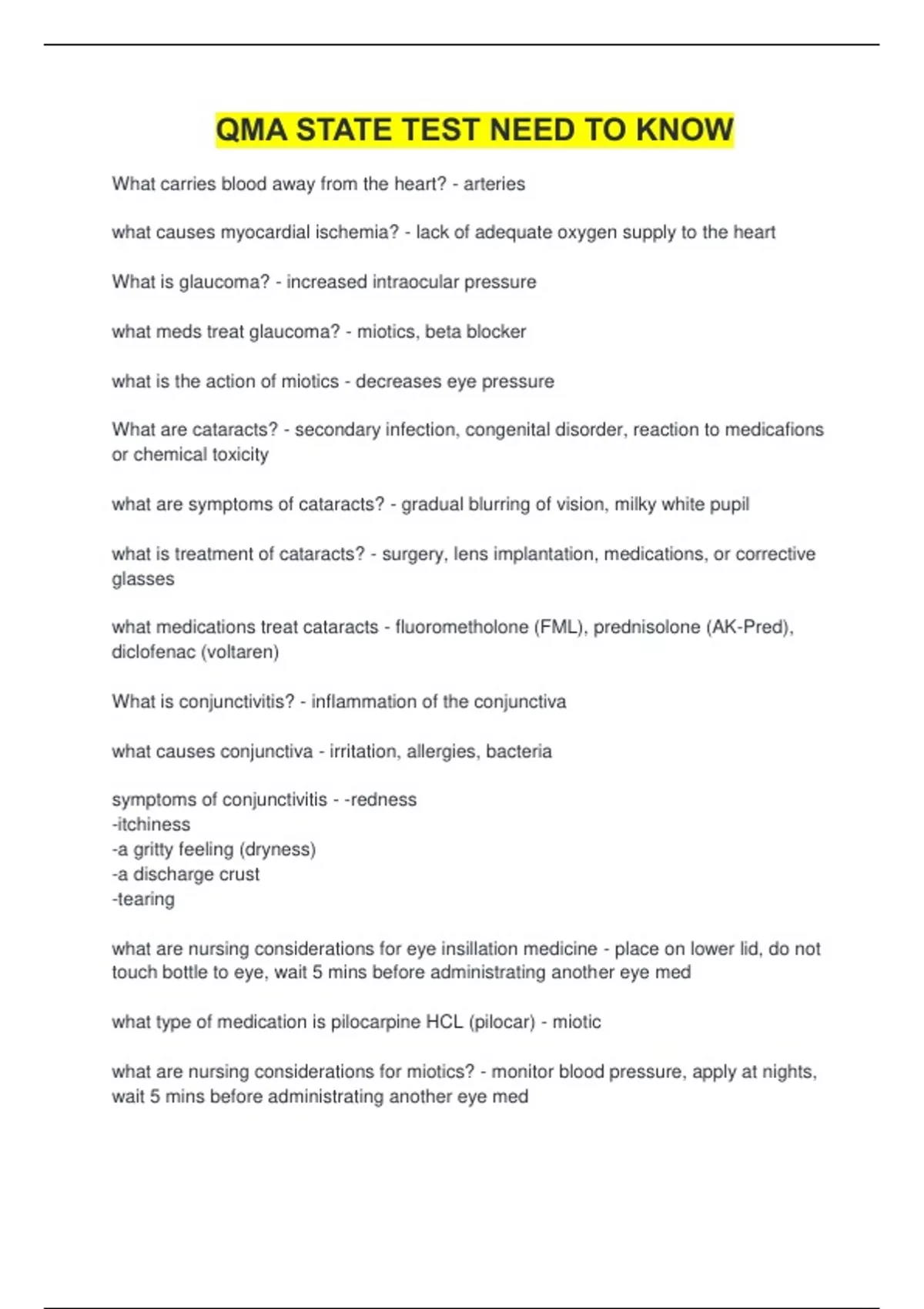 QMA state test NEED to know - Qma - Stuvia US