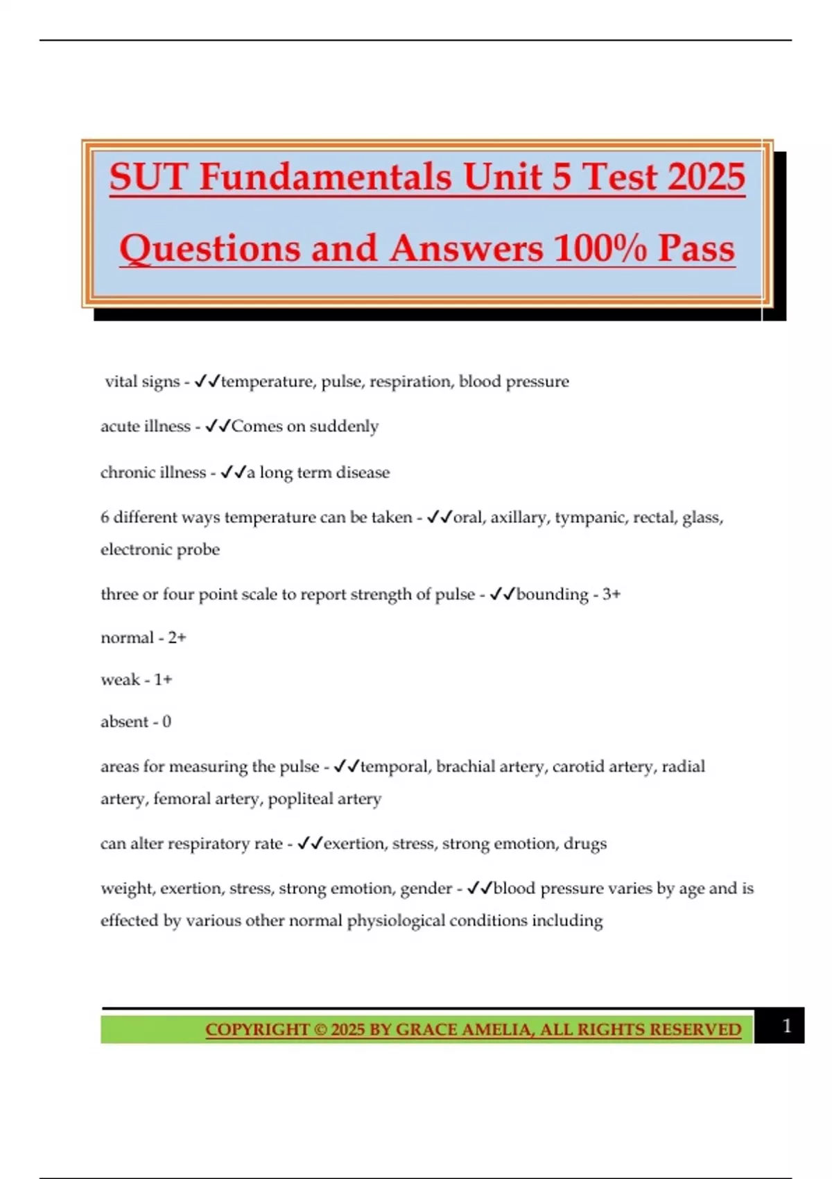 SUT Fundamentals Unit 5 Test 2025 Questions and Answers 100% Pass - Sut ...