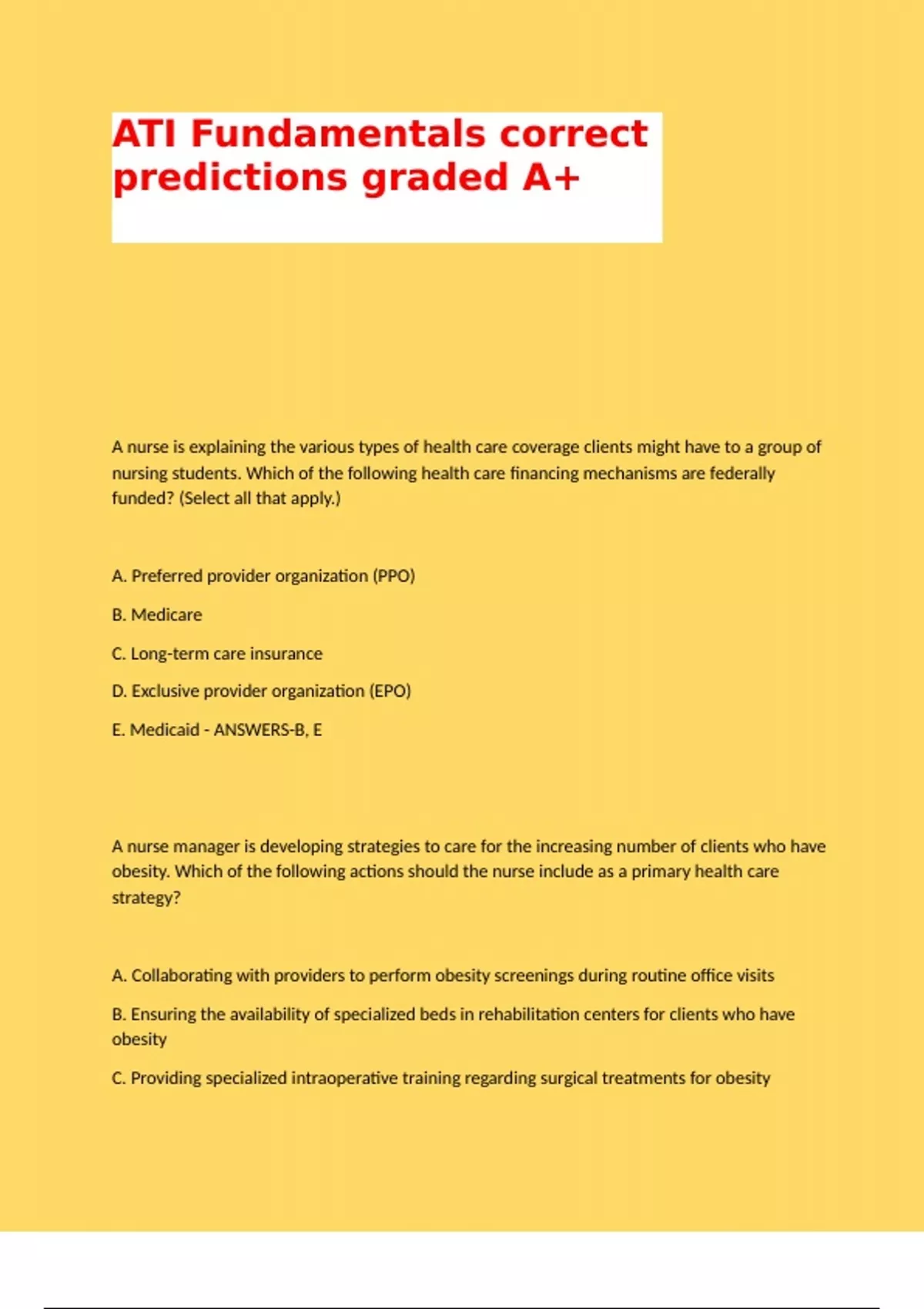 ATI RN COMMUNITY HEALTH 2025/26 correct prediction questions and ...