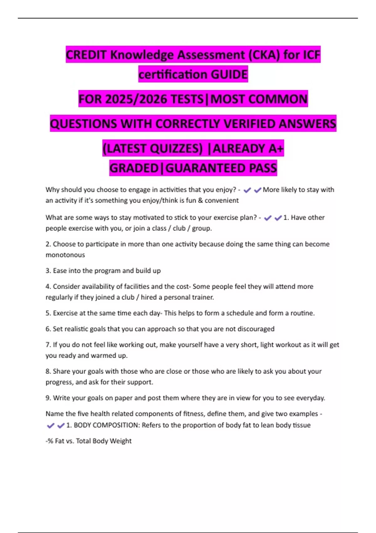 CREDIT Knowledge Assessment (CKA) for ICF certification GUIDE FOR 2025/ ...