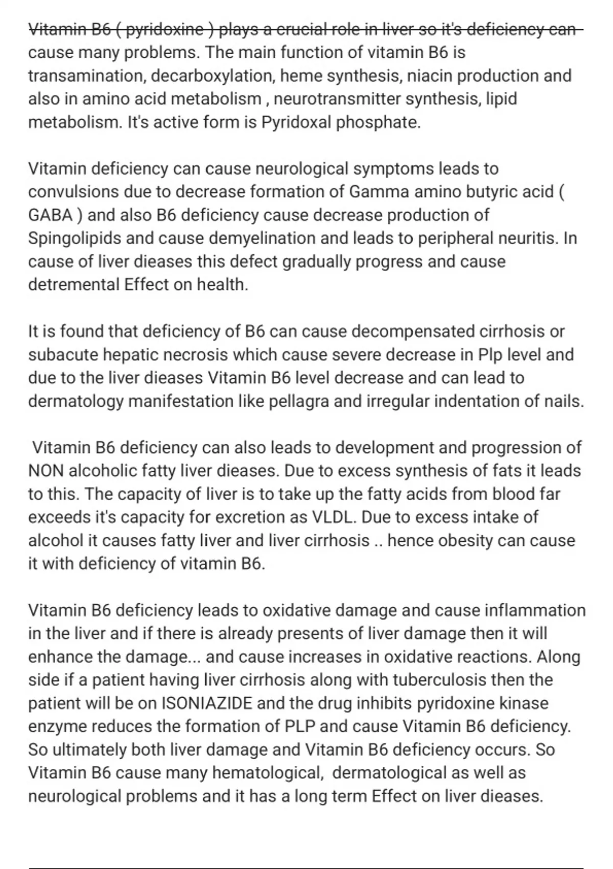 Summary Vitamin B6 and its deficiency - MBBS - Stuvia US