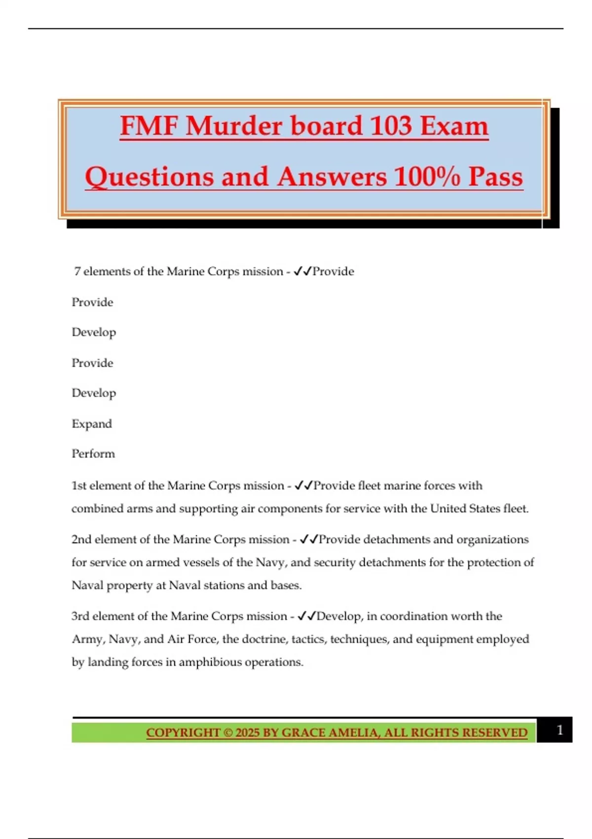 FMF Murder board 103 Exam Questions and Answers 100% Pass - Fmf - Stuvia US