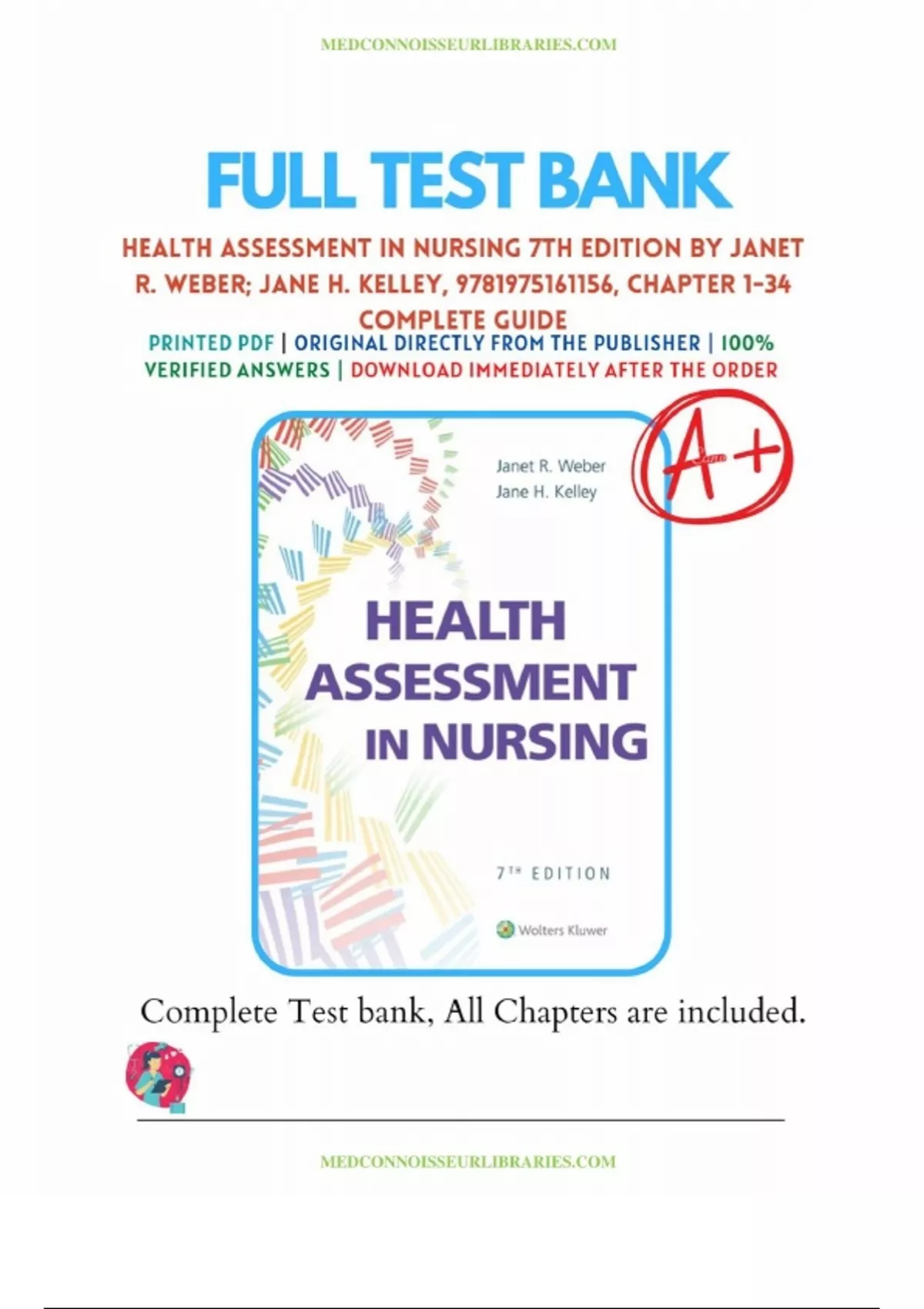 TEST BANK For Health Assessment in Nursing, 7th Edition by Weber ...