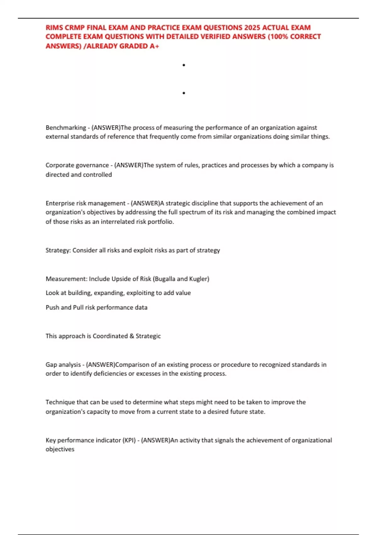 RIMS CRMP FINAL EXAM AND PRACTICE EXAM QUESTIONS 2025 ACTUAL EXAM ...