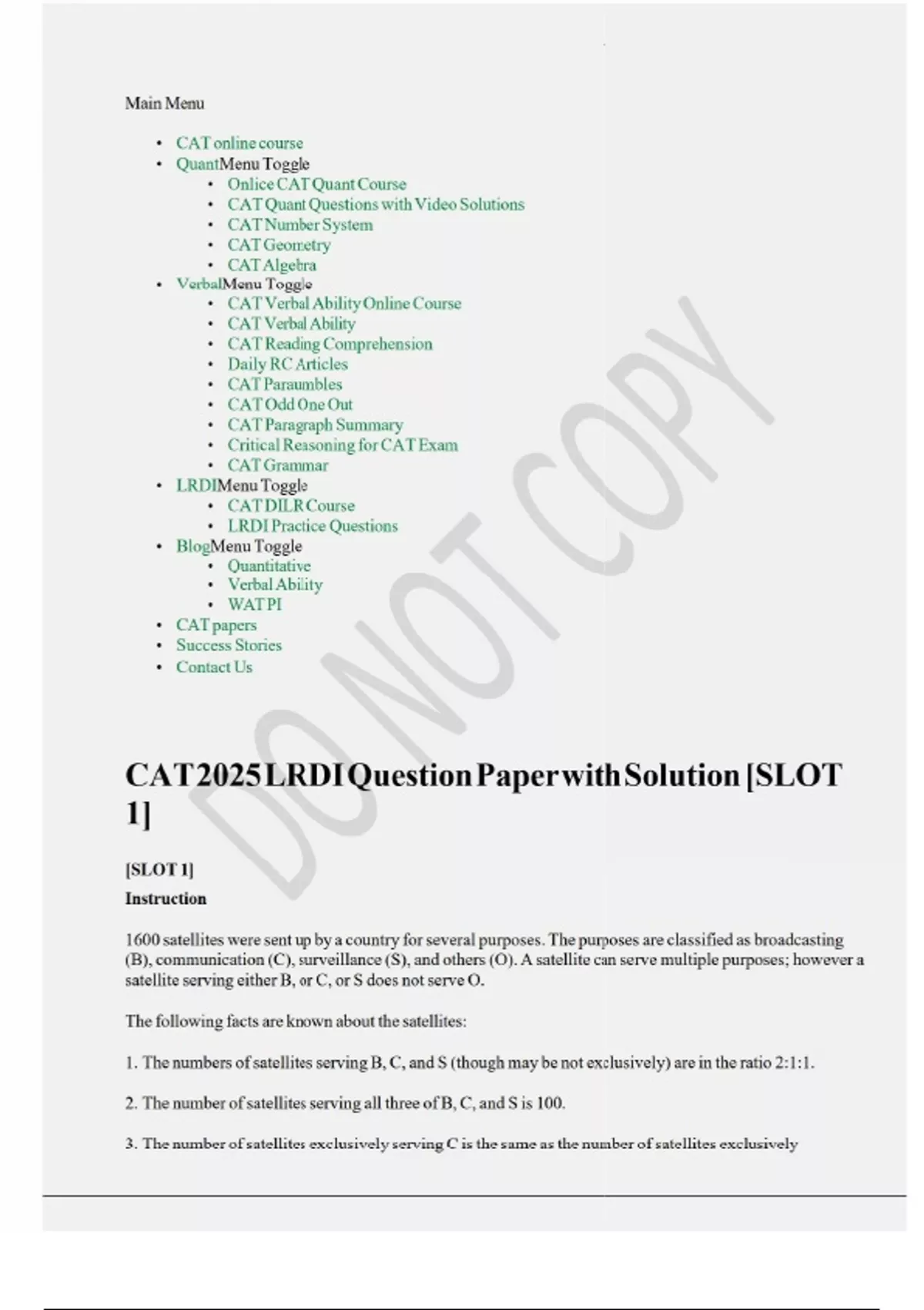 CAT 2025 LRDI Question Paper with Solution [SLOT 1] - CAT 2025 LRDI ...