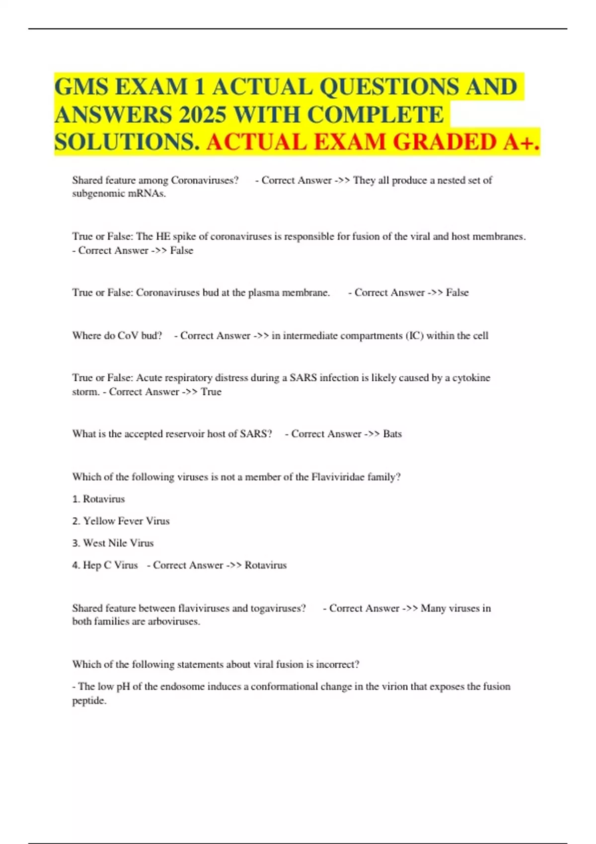 GMS EXAM 1 ACTUAL QUESTIONS AND ANSWERS 2025 WITH COMPLETE SOLUTIONS. ACTUAL EXAM GRADED A+ ...