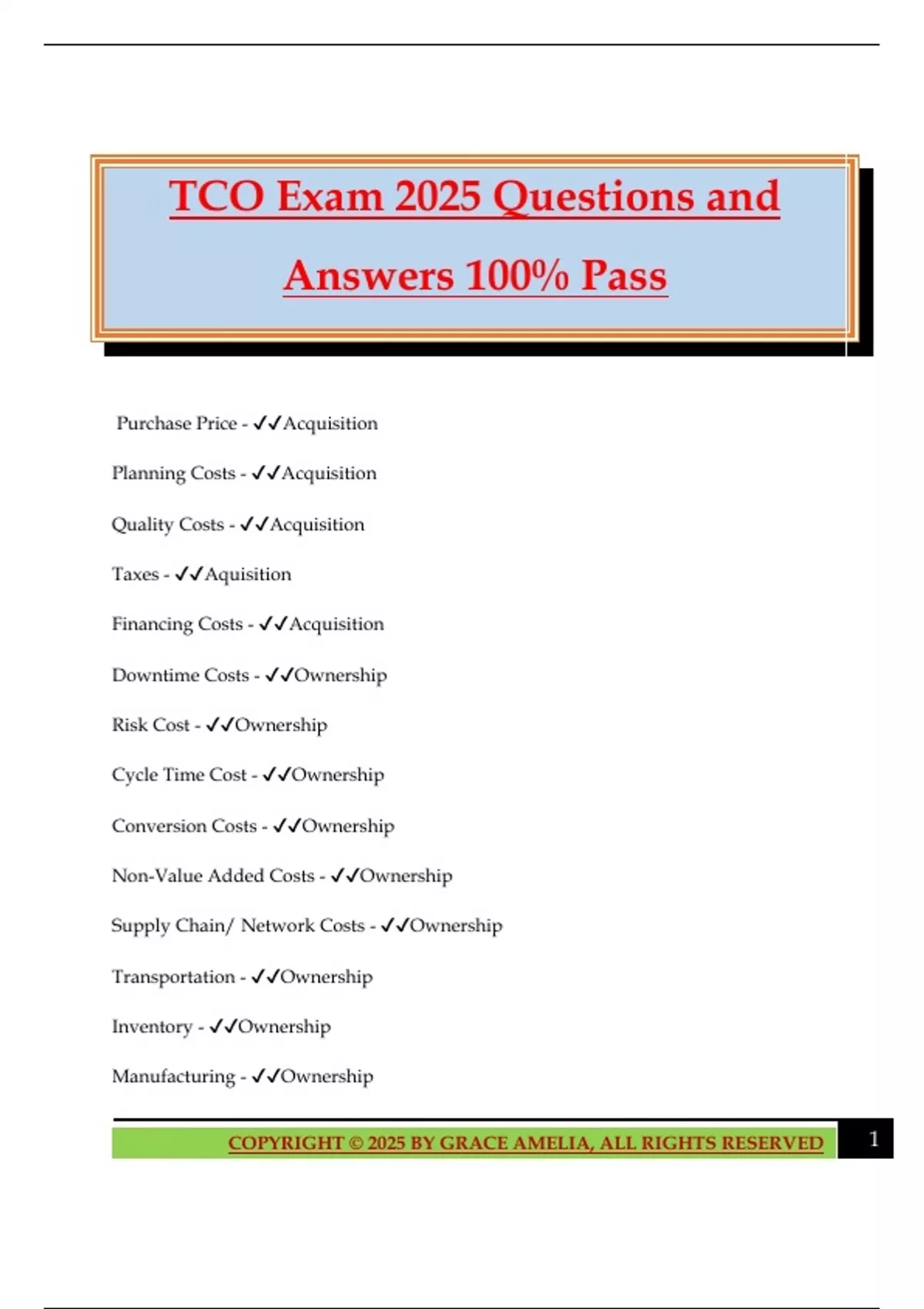 TCO Exam 2025 Questions and Answers 100% Pass - TCO - Stuvia US