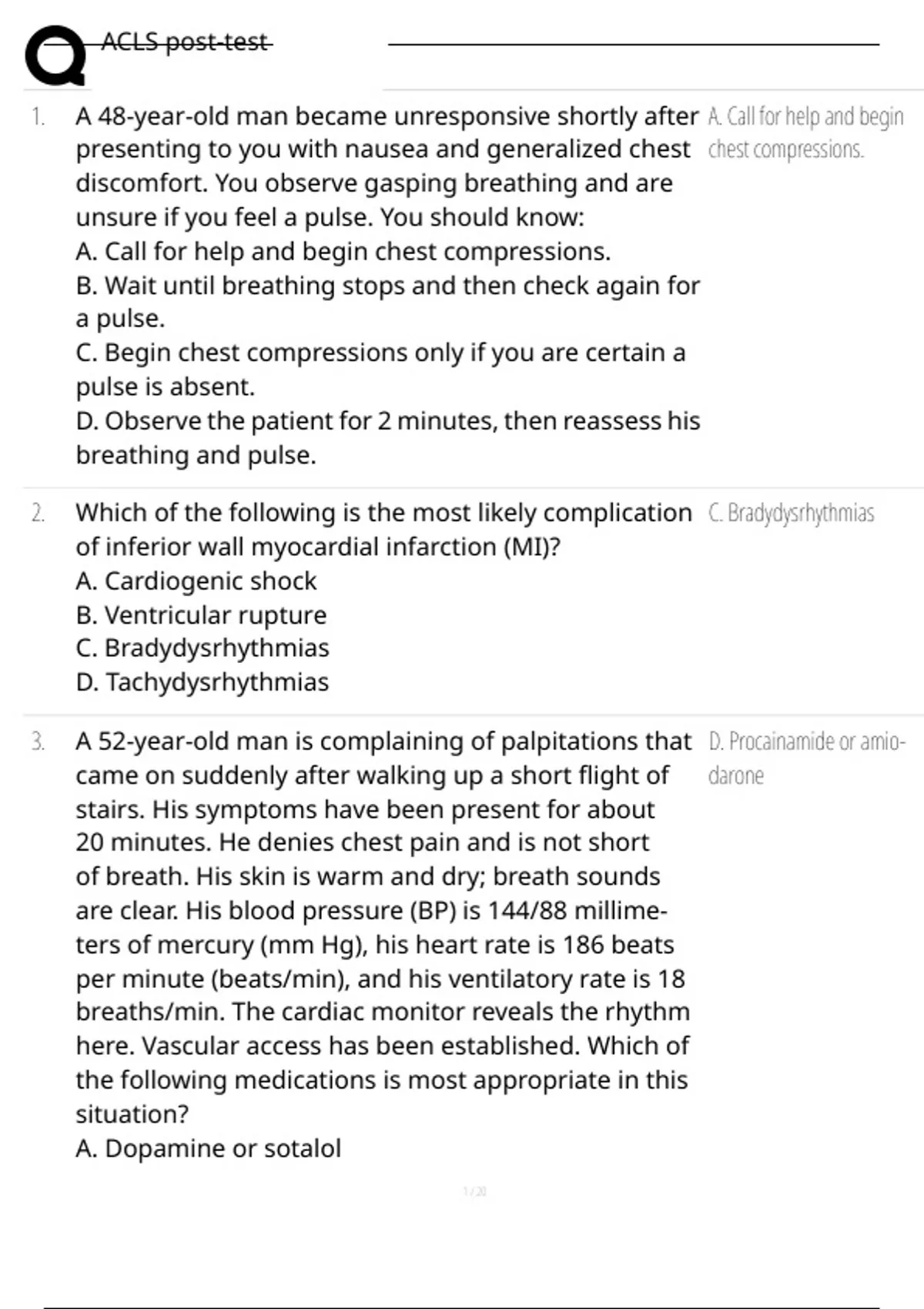 2025 ACLS Post-Test (Latest 2025 / 2026 Update) Questions and Verified ...