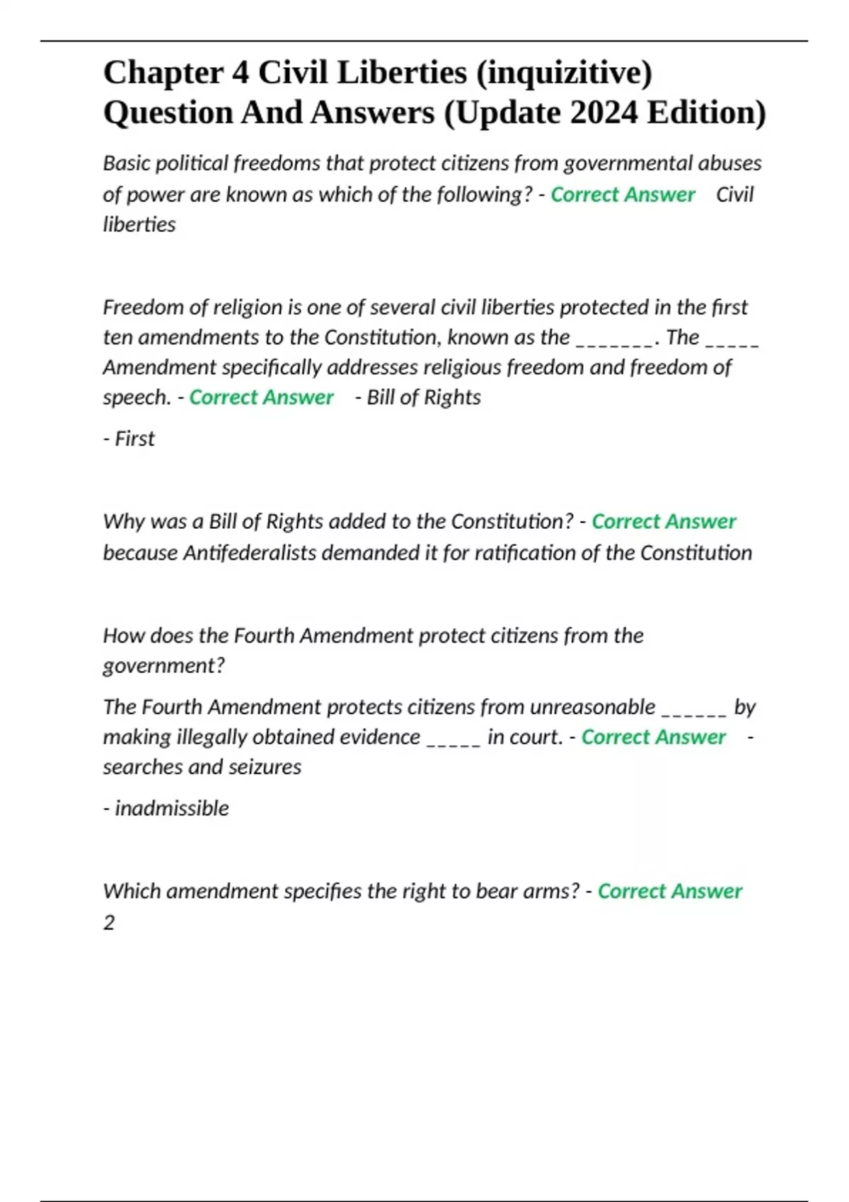 Chapter 4 Civil Liberties (inquizitive) Question And Answers (Update ...