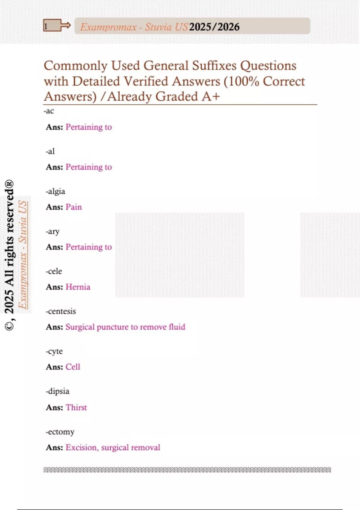 Commonly Used General Suffixes Questions with Detailed Verified Answers ...