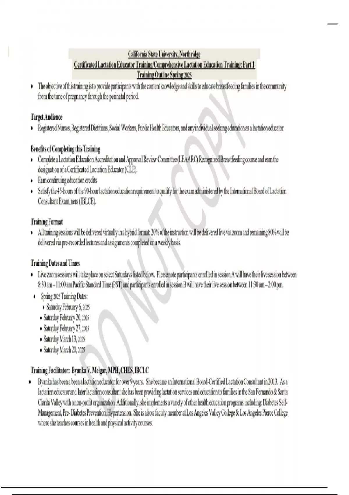 Comprehensive Lactation Education Training Part 1 Training Outline Spring 2025. - Comprehensive ...