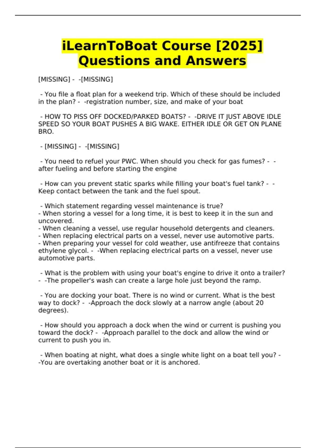 iLearnToBoat Course [2025] Questions and Answers - ILearnToBoat Course ...