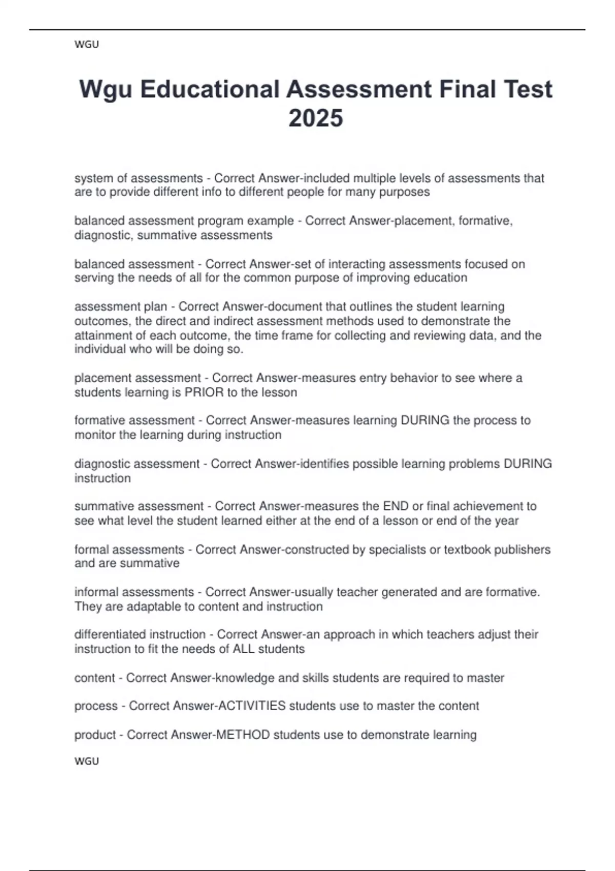 Wgu Educational Assessment Final Test 2025 - Wgu Educational - Stuvia US